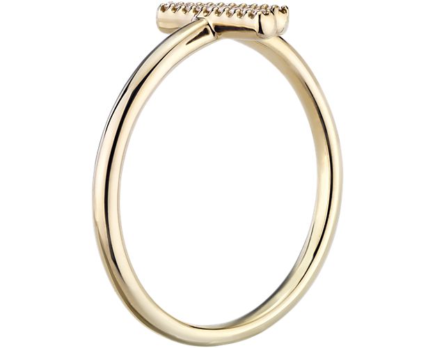 Delicate Pavé Split Bar Diamond Fashion Ring in 14k Yellow Gold