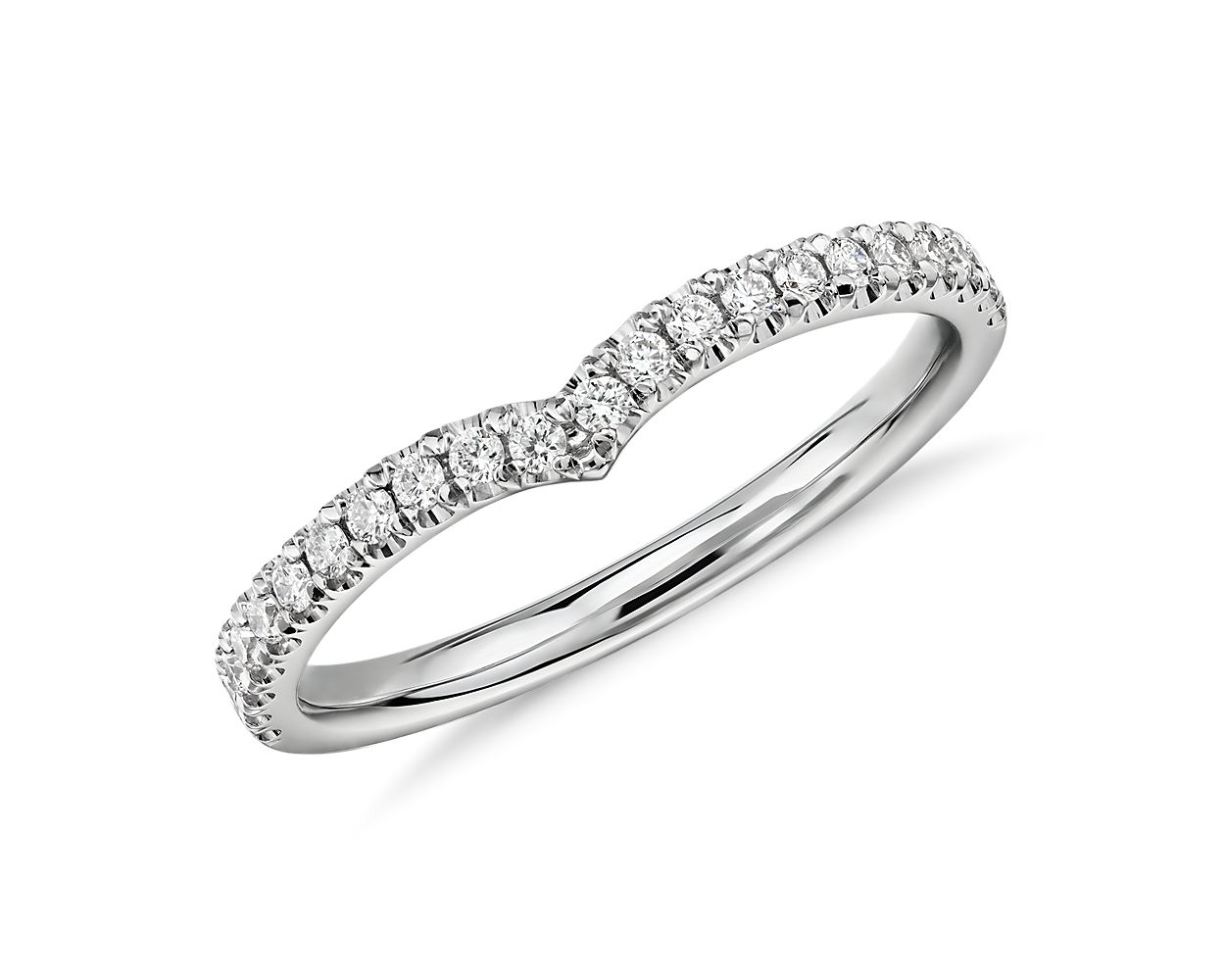 Classic V-Curved Diamond Ring in Platinum (1/5 ct. tw.)