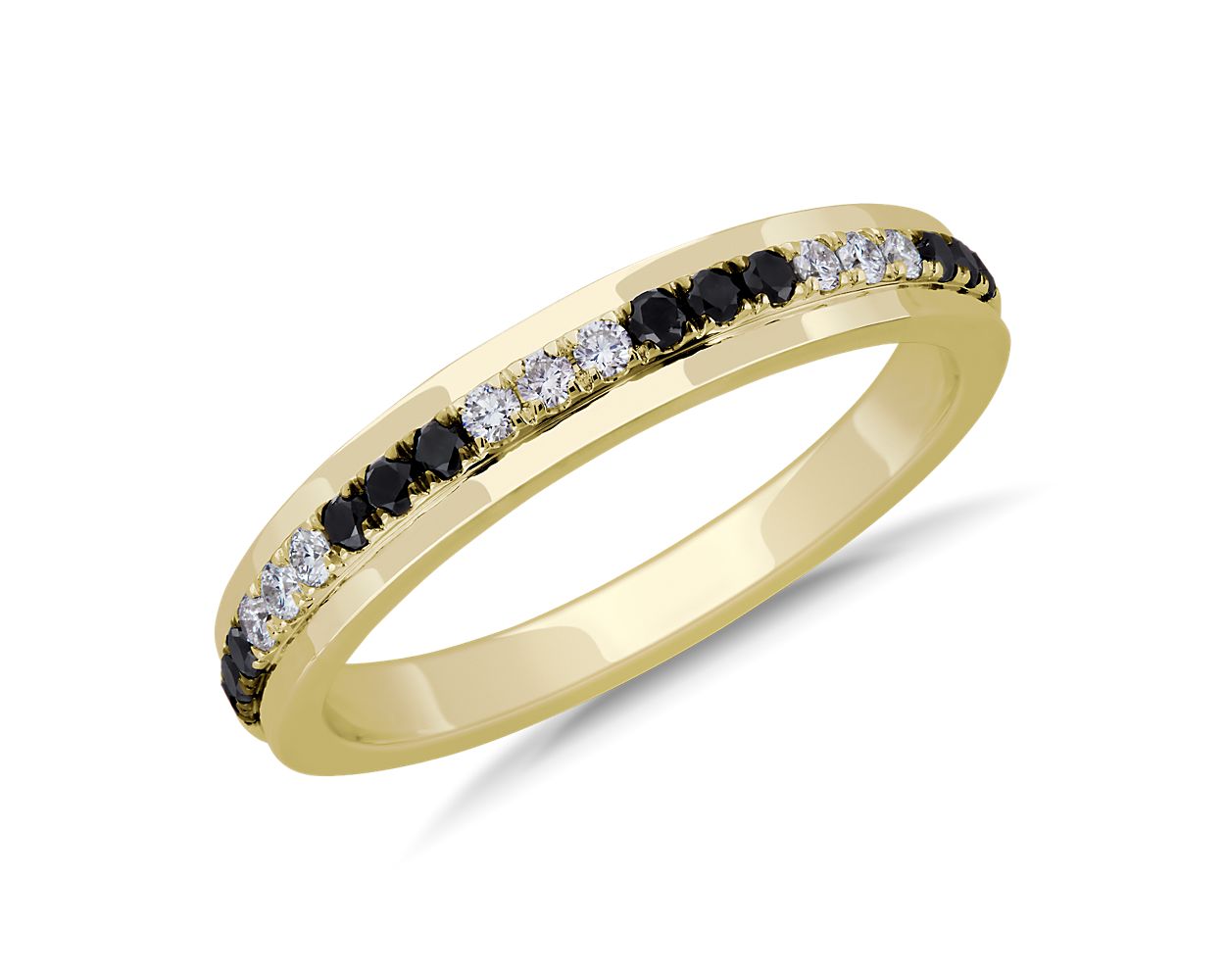 Men's Black & White Diamond Wedding Ring in 14k Yellow Gold (3/8 ct. tw.)
