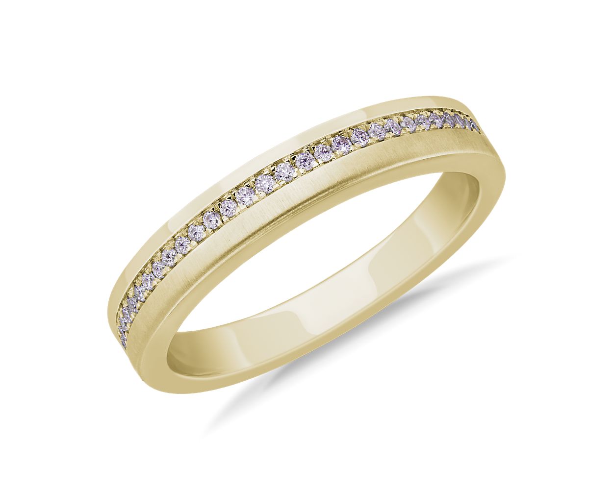 Men's Diamond Pavé Edge Wedding Ring in 14k Yellow Gold (1/6 ct. tw.)