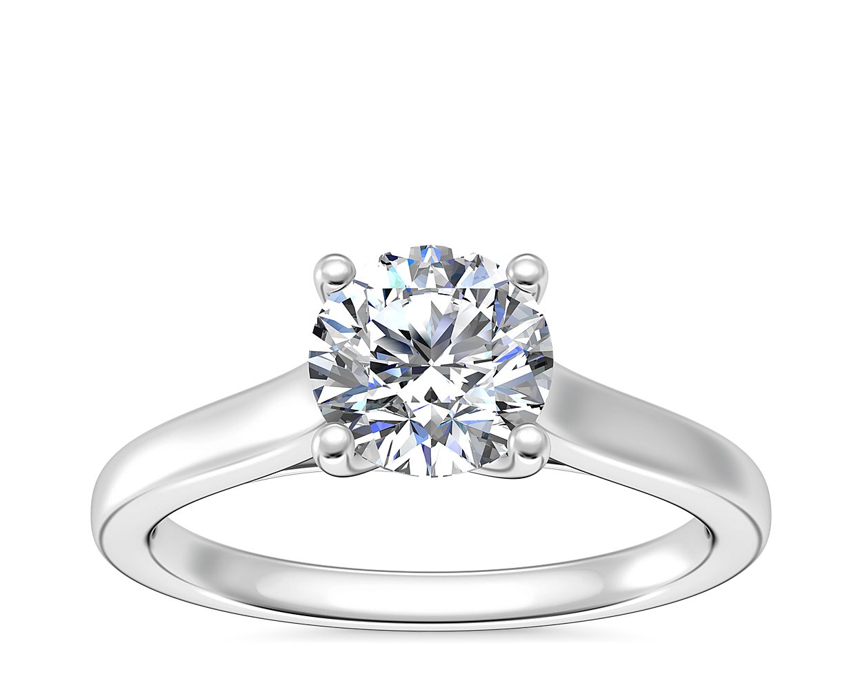Twist Bridge Solitaire Engagement Ring in 14k White Gold