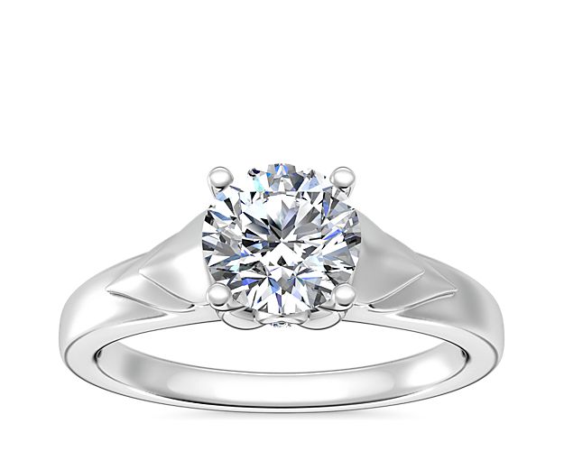 Chevron Solitaire Plus Engagement Ring in Platinum