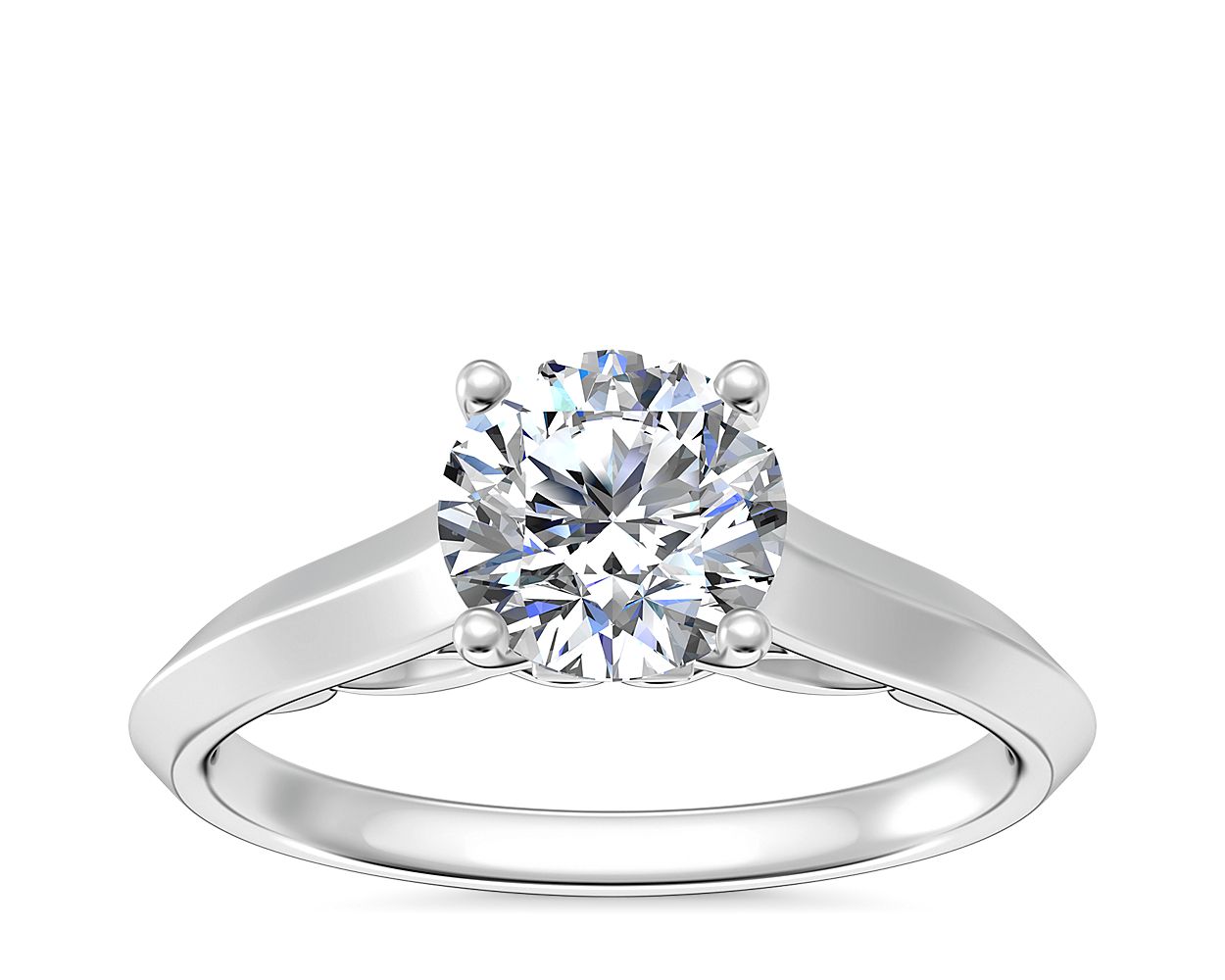 Knife Edge Scroll Solitaire Plus Diamond Engagement Ring in Platinum