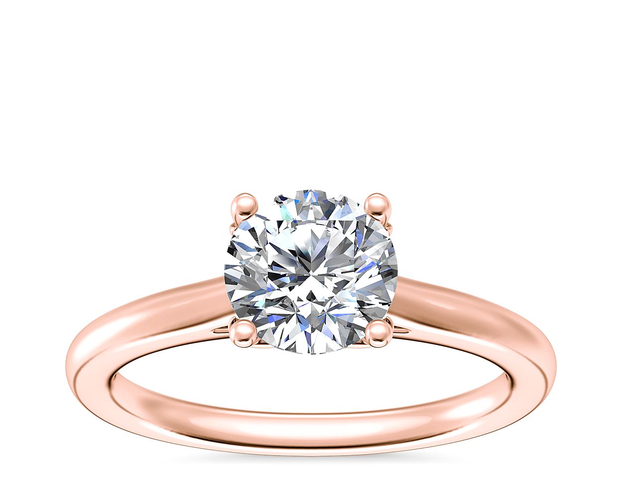 Leaf Solitaire Plus Diamond Engagement Ring in 14k Rose Gold