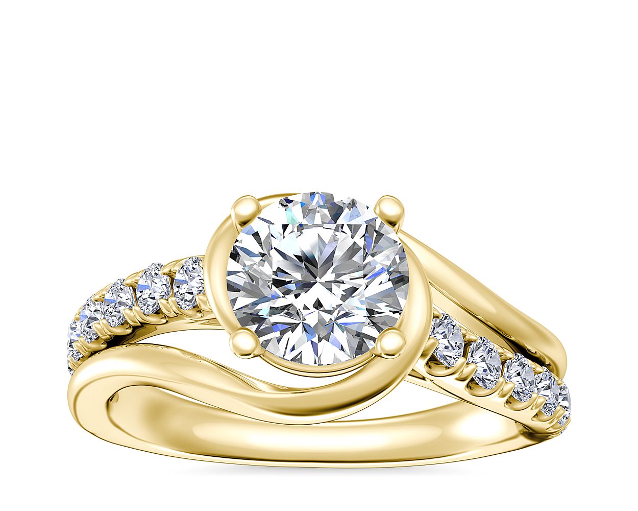 Split Embrace Pave Engagement Ring ?in 14k Yellow Gold