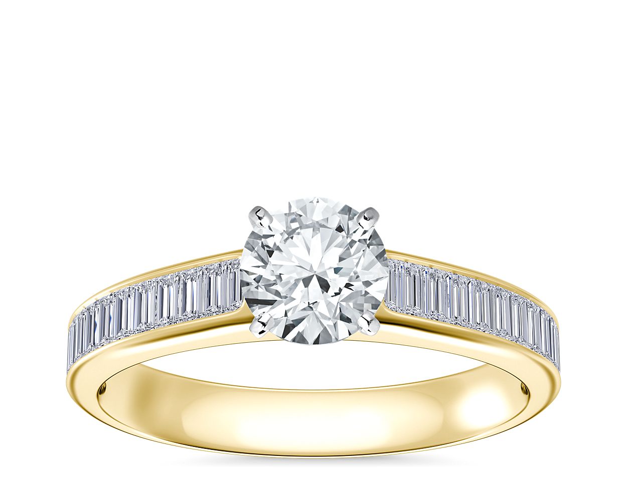 Channel Set Baguette Diamond Engagement Ring in 14k Yellow Gold (1/2 ct ...