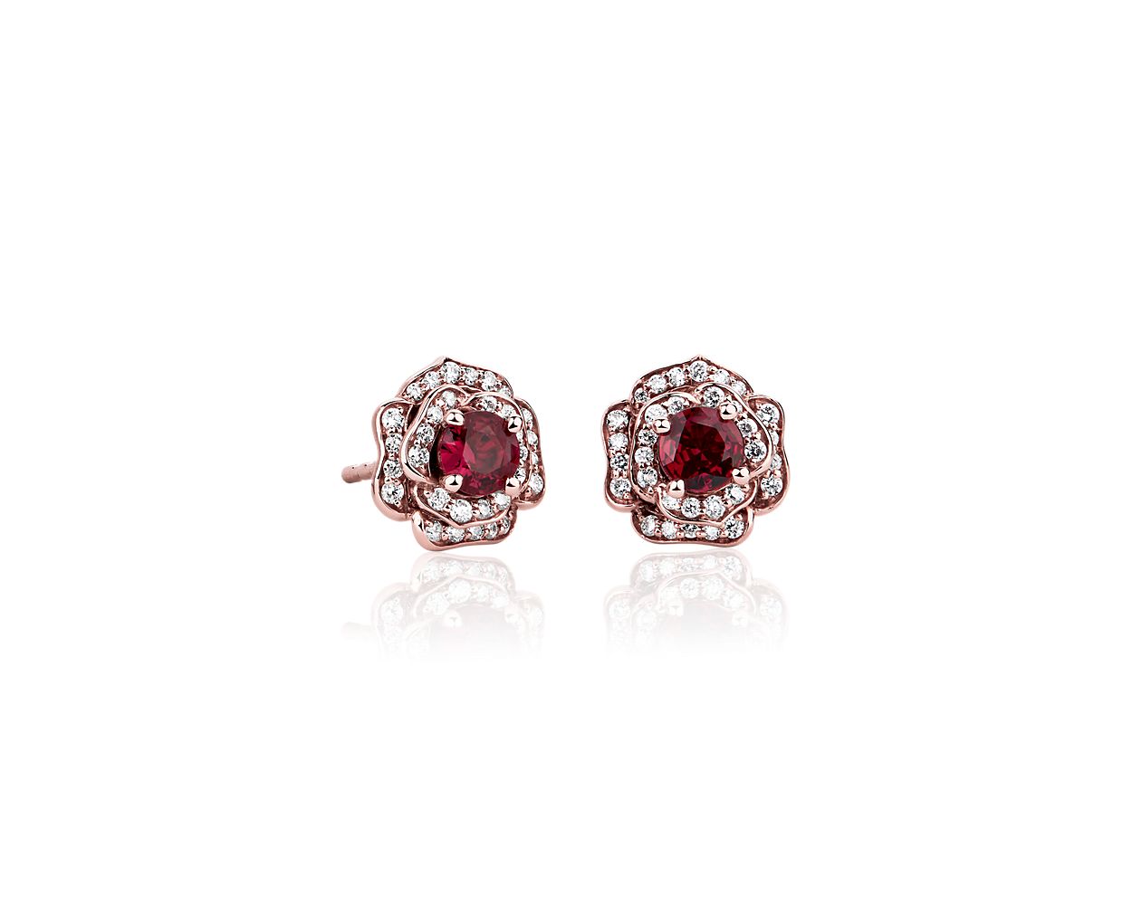 Ruby Rose Stud Earrings in 14k Rose Gold