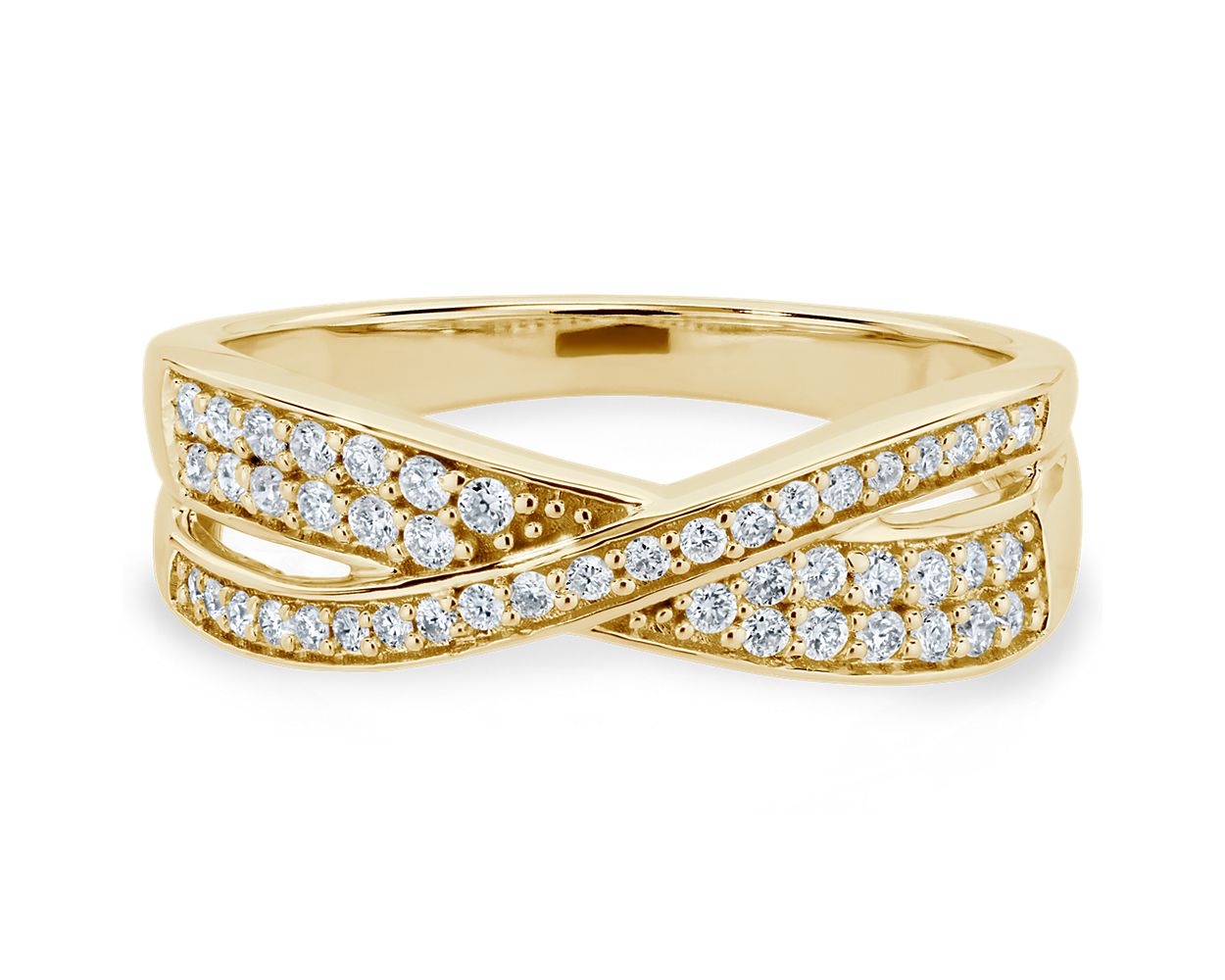 Diamond Crossover Ring in 14k Yellow Gold (1/4 ct. tw.)