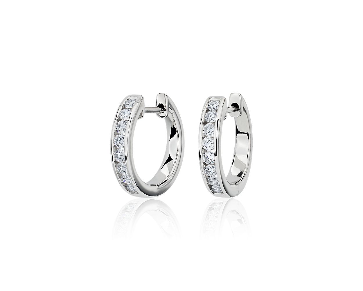 Lab Grown Diamond Channel Hoop Earrings in 14k White Gold (1/2 ct. tw.)