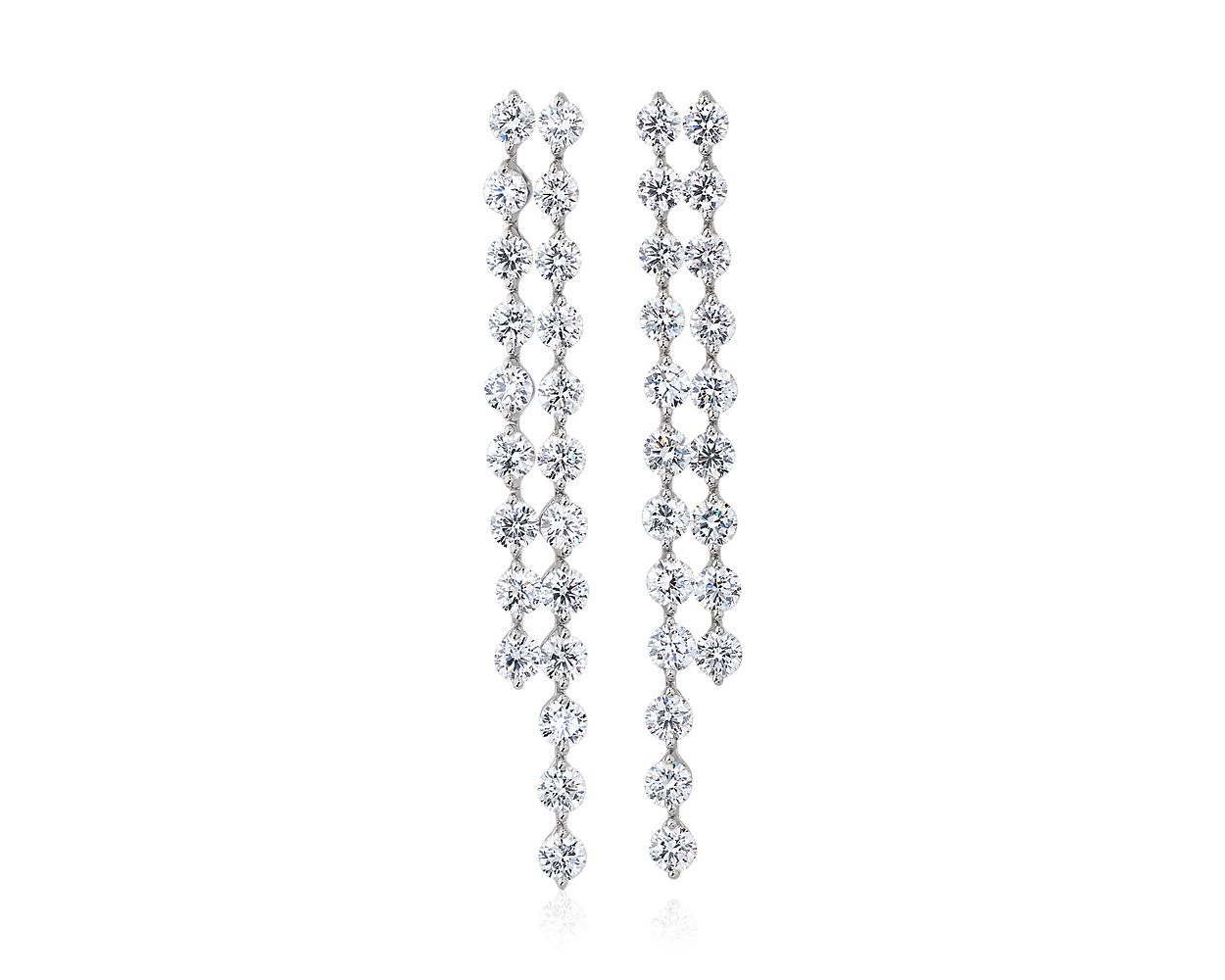 Lab Grown Diamond Double Row Drop Earrings in 14k White Gold (4 ct. tw.)