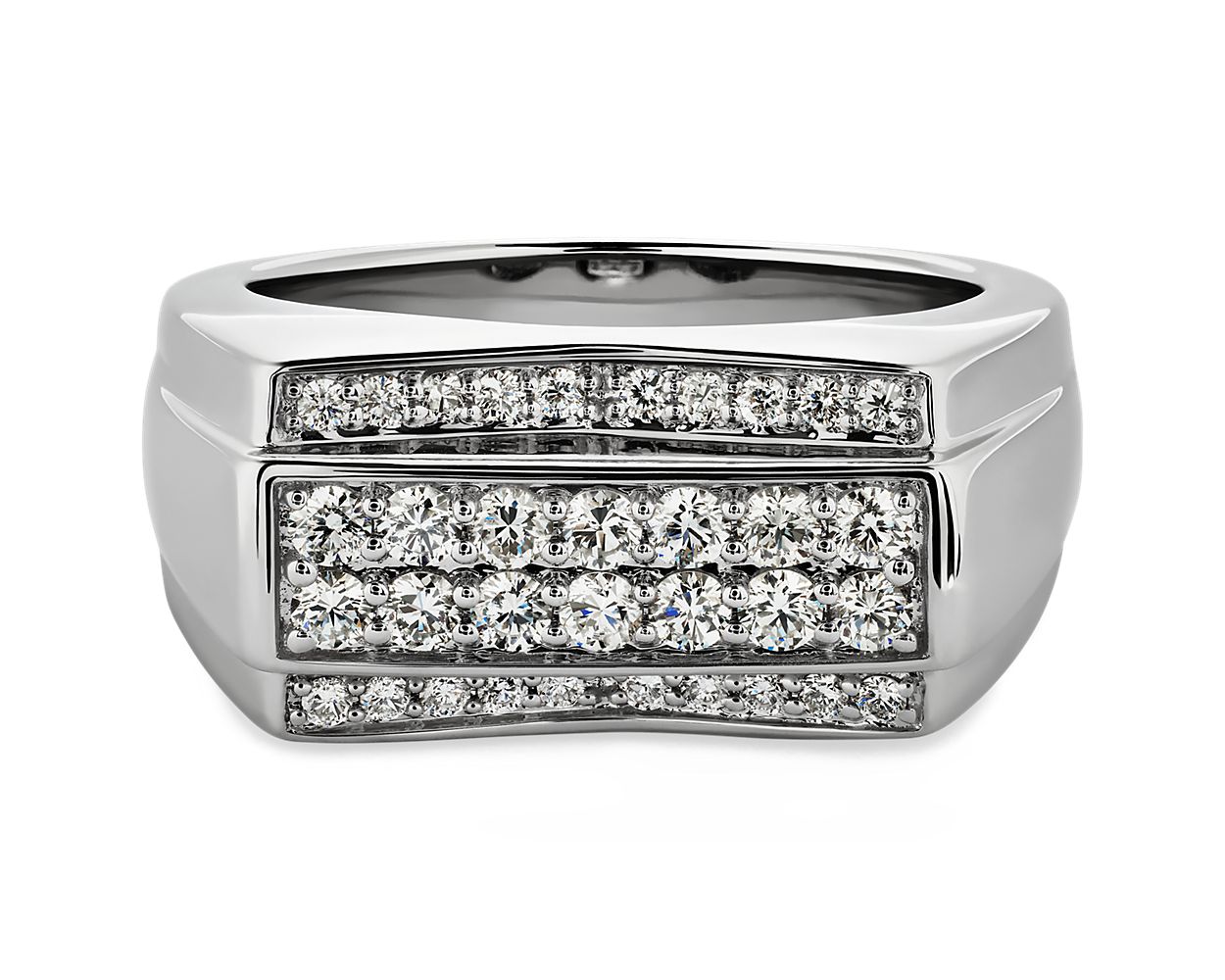 Men's Four Row Diamond Ring in 14k White Gold (3/4 ct. tw.)