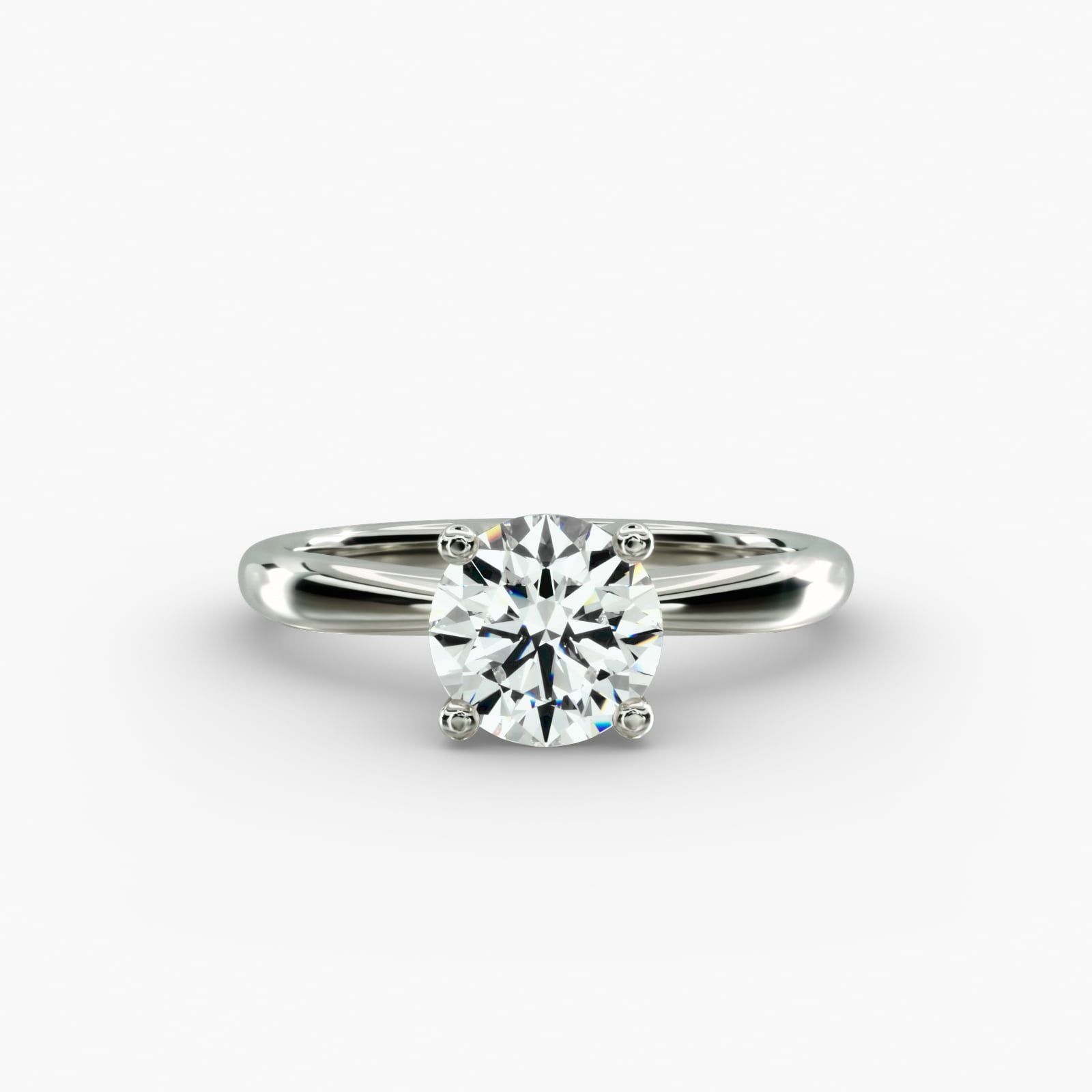Tapered Ribbon Solitaire Engagement Ring in 14k White Gold