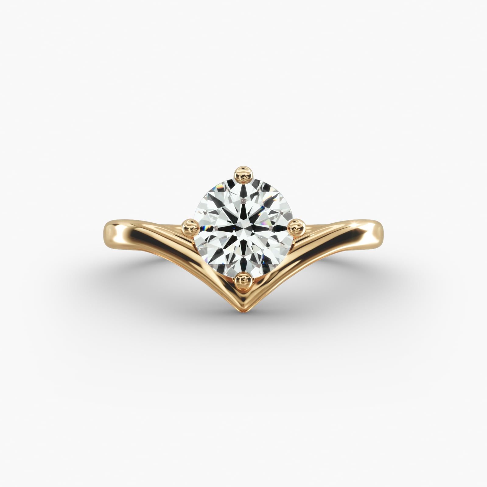 Chevron Solitaire Engagement Ring in 18k Yellow Gold
