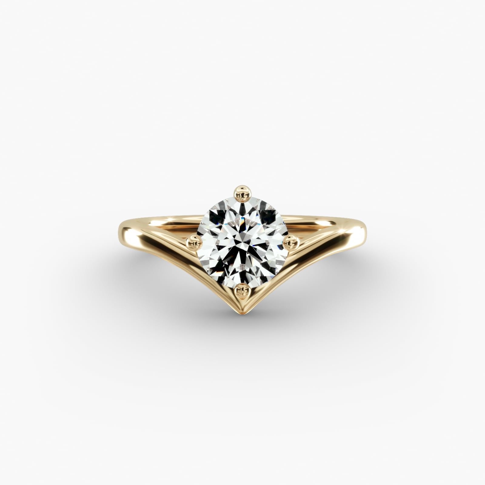 Chevron Solitaire Engagement Ring in 18k Yellow Gold