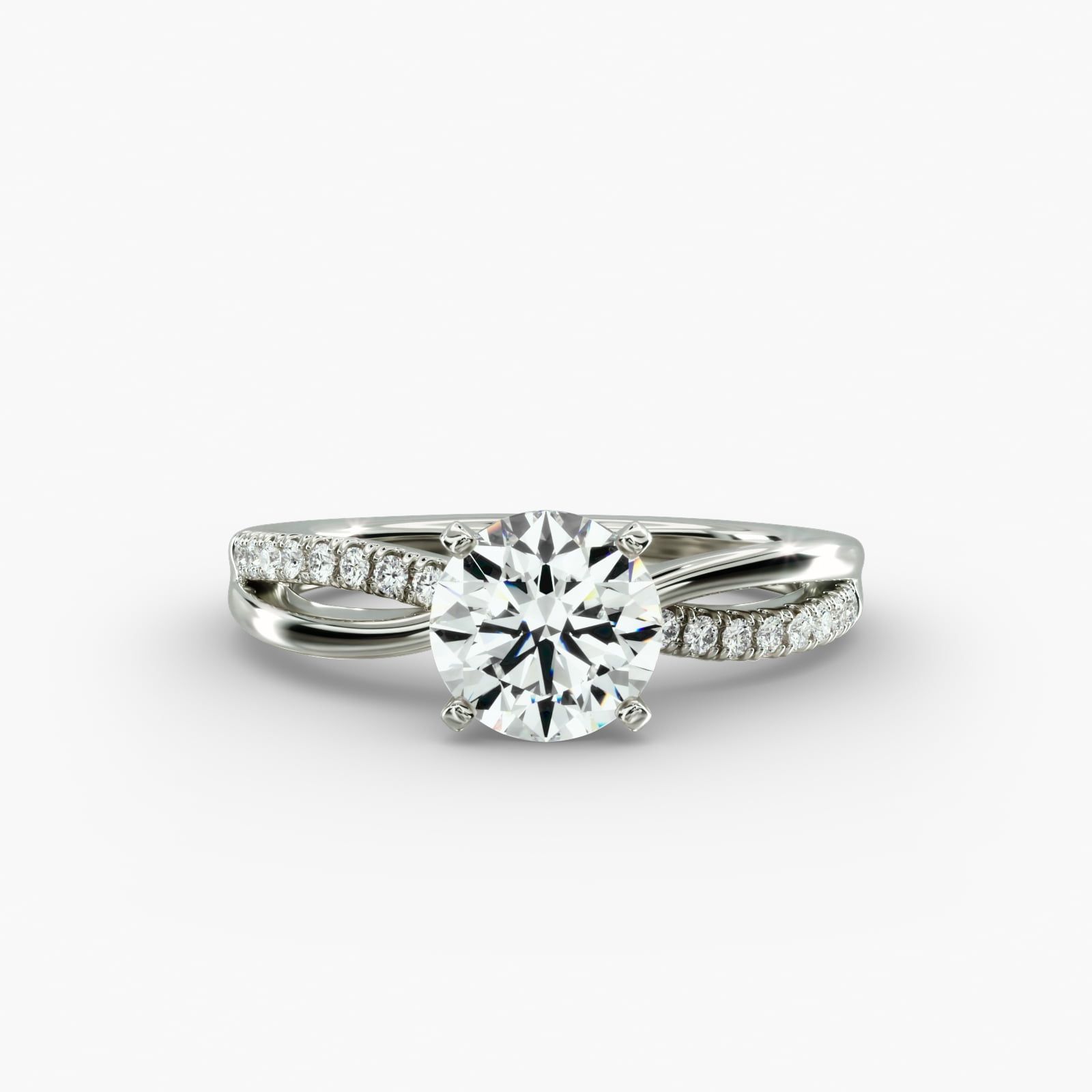 Split Shank Pavé and Plain Shank Diamond Engagement Ring in 14k White ...