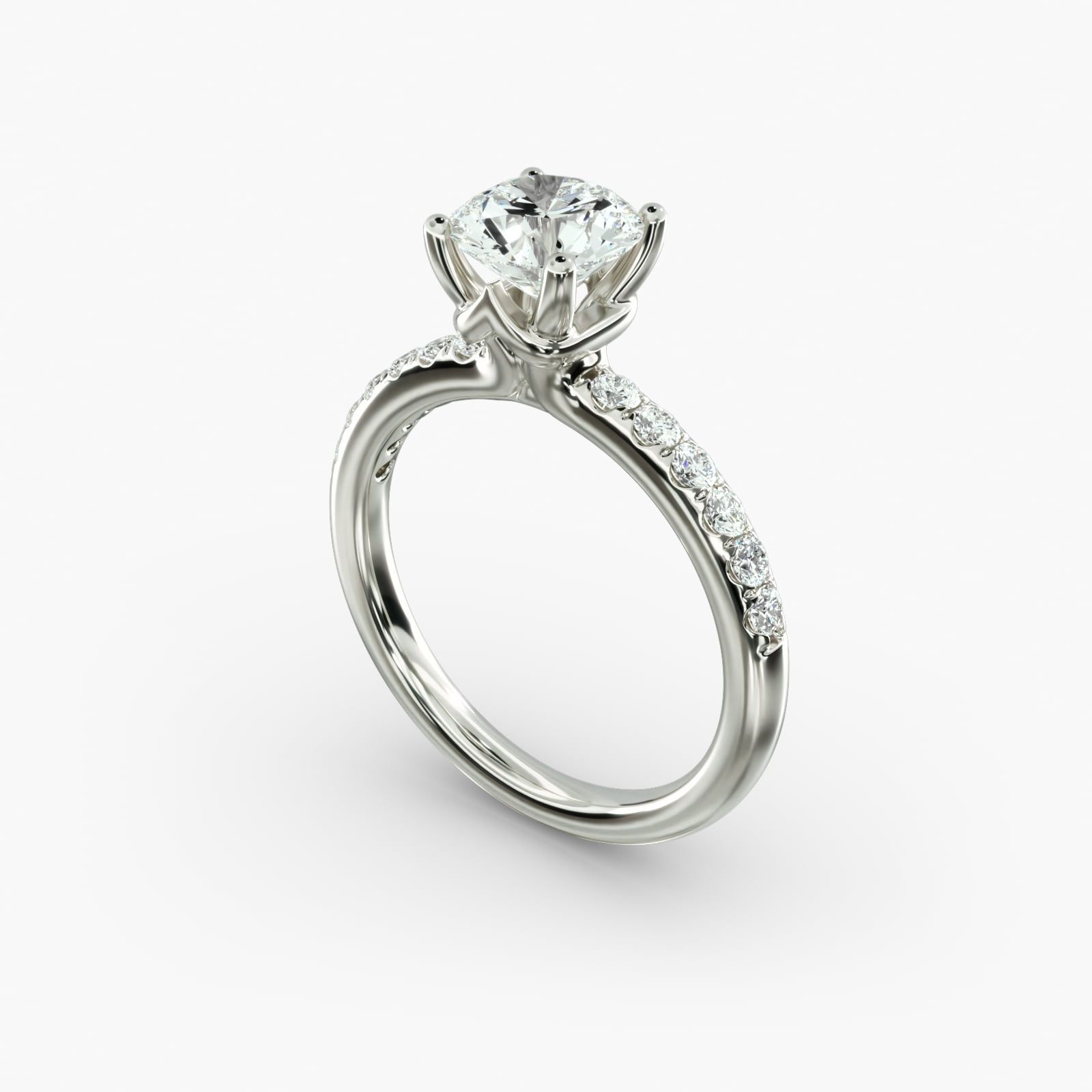 Mini Micropavé Diamond Engagement Ring in 14k White Gold