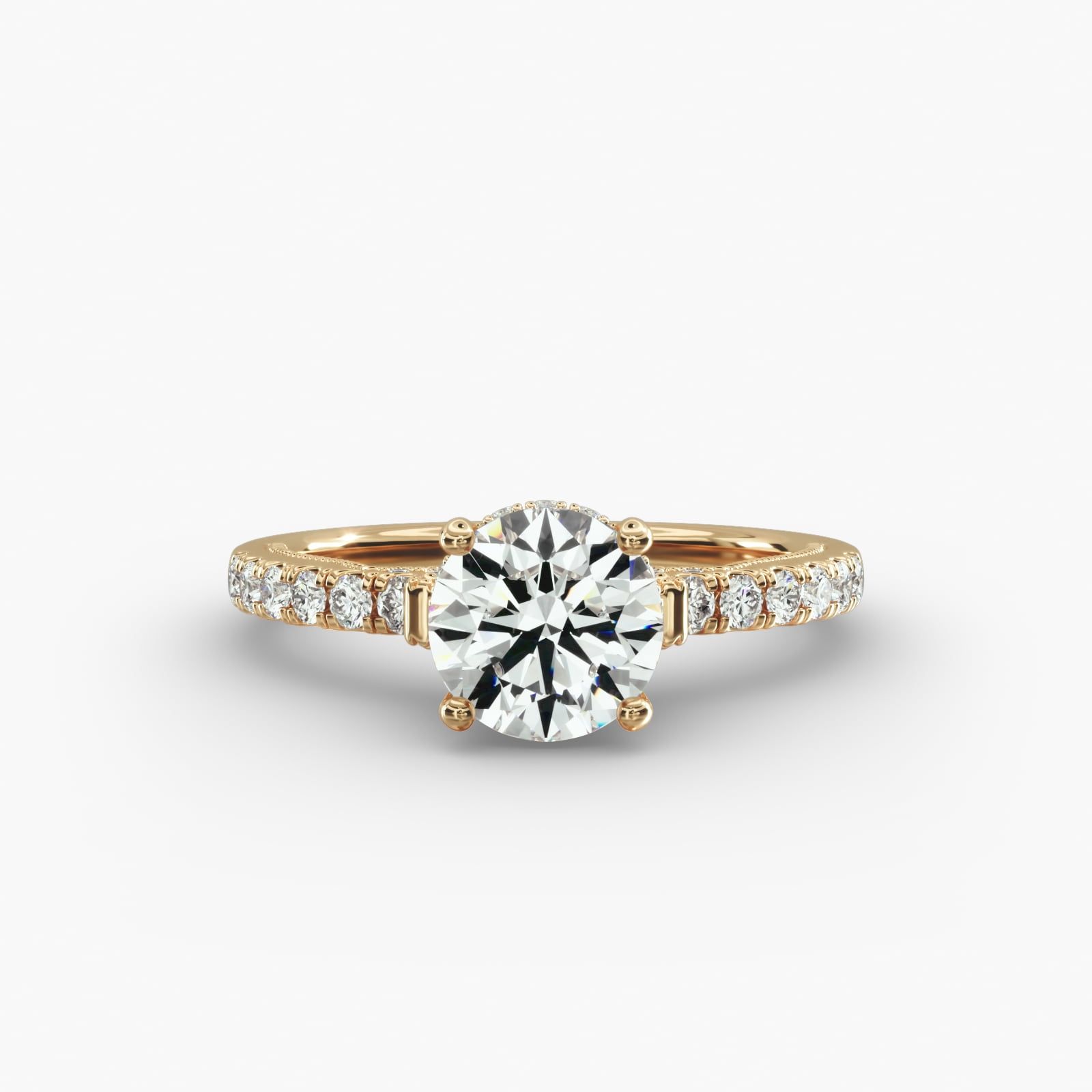 Lace Bridge Hidden Halo and Pave Diamond Engagement Ring? in 14k Yellow ...