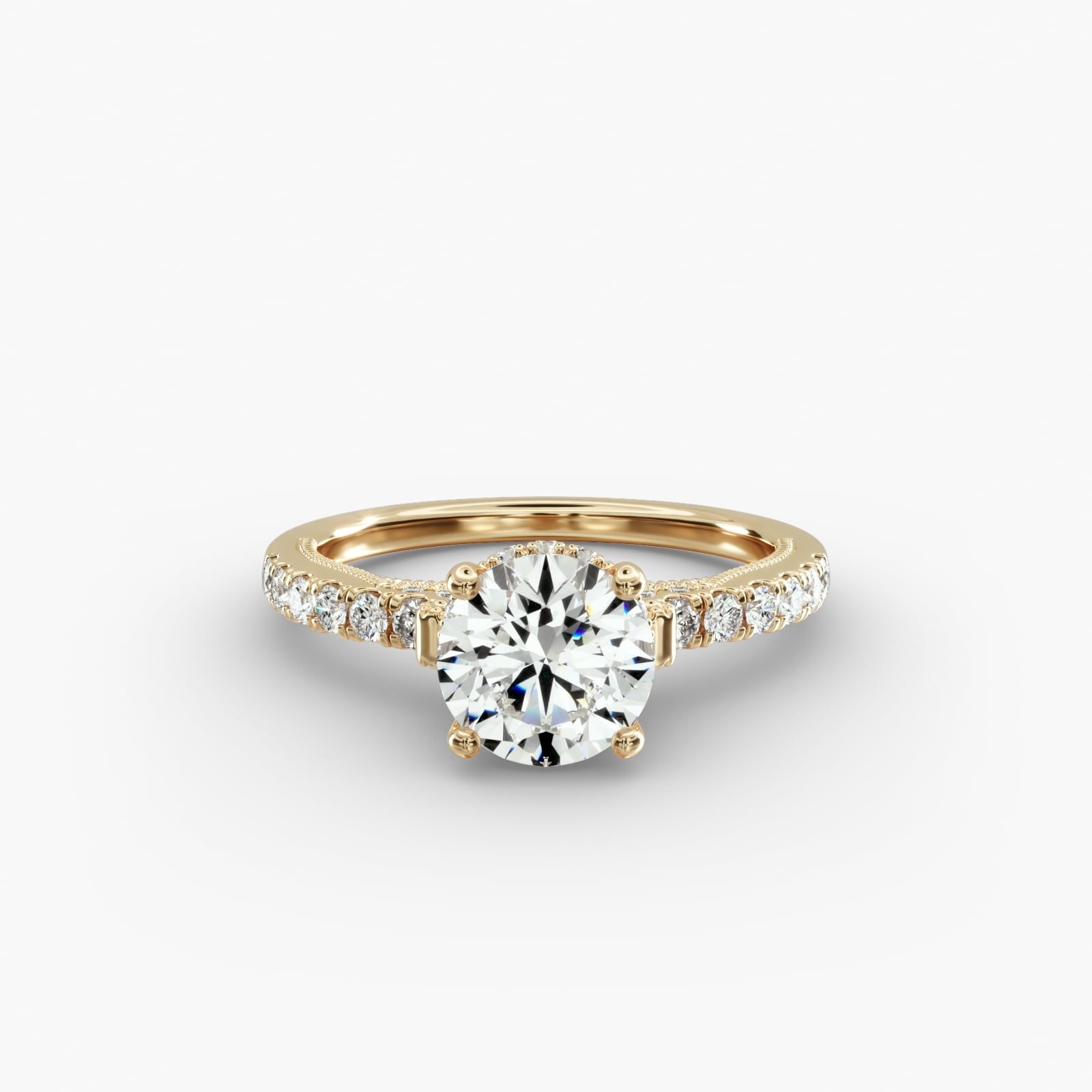 Lace Bridge Hidden Halo and Pave Diamond Engagement Ring? in 14k Yellow ...