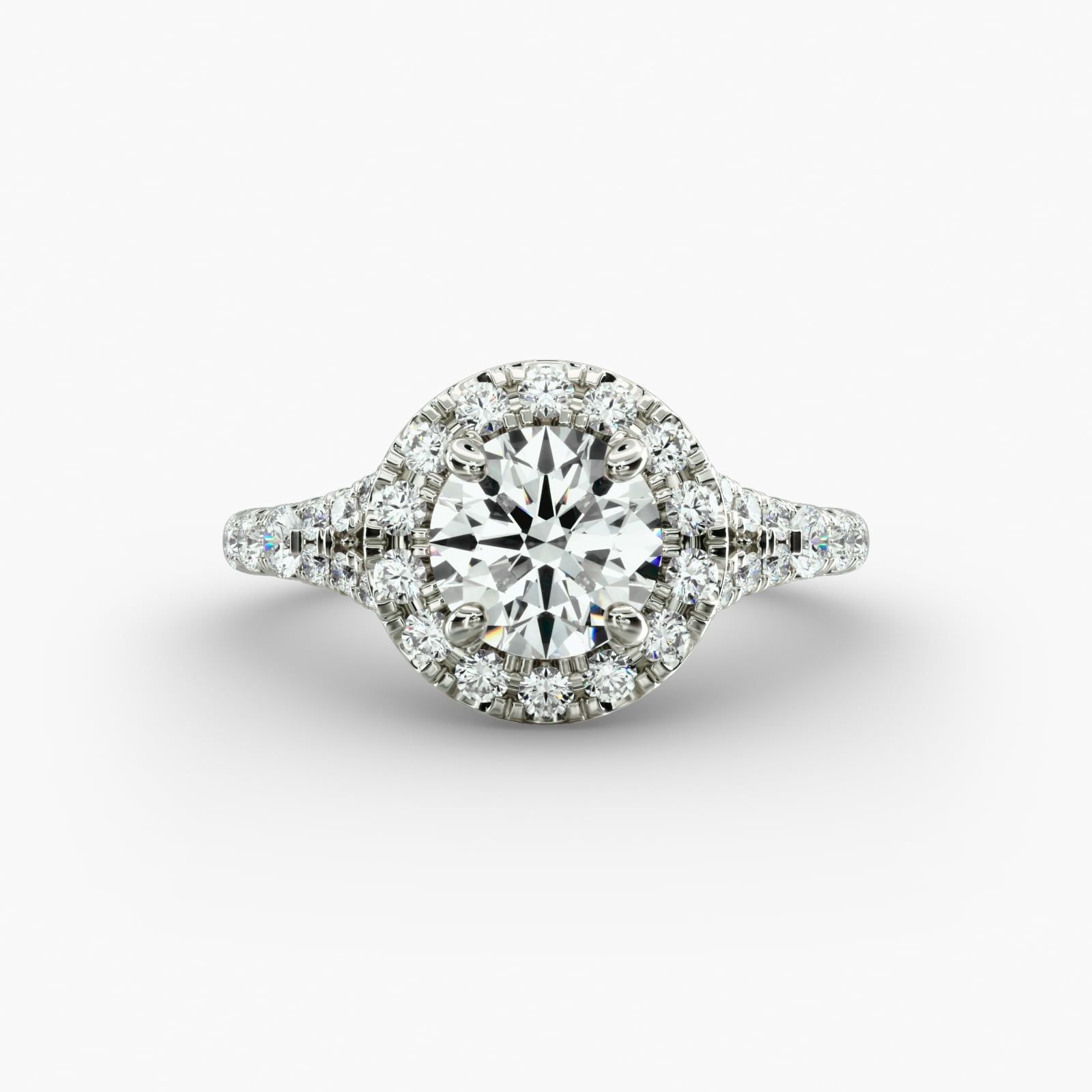 Lace Bridge Split Shank Halo Diamond Engagement Ring in Platinum (3/4 ...