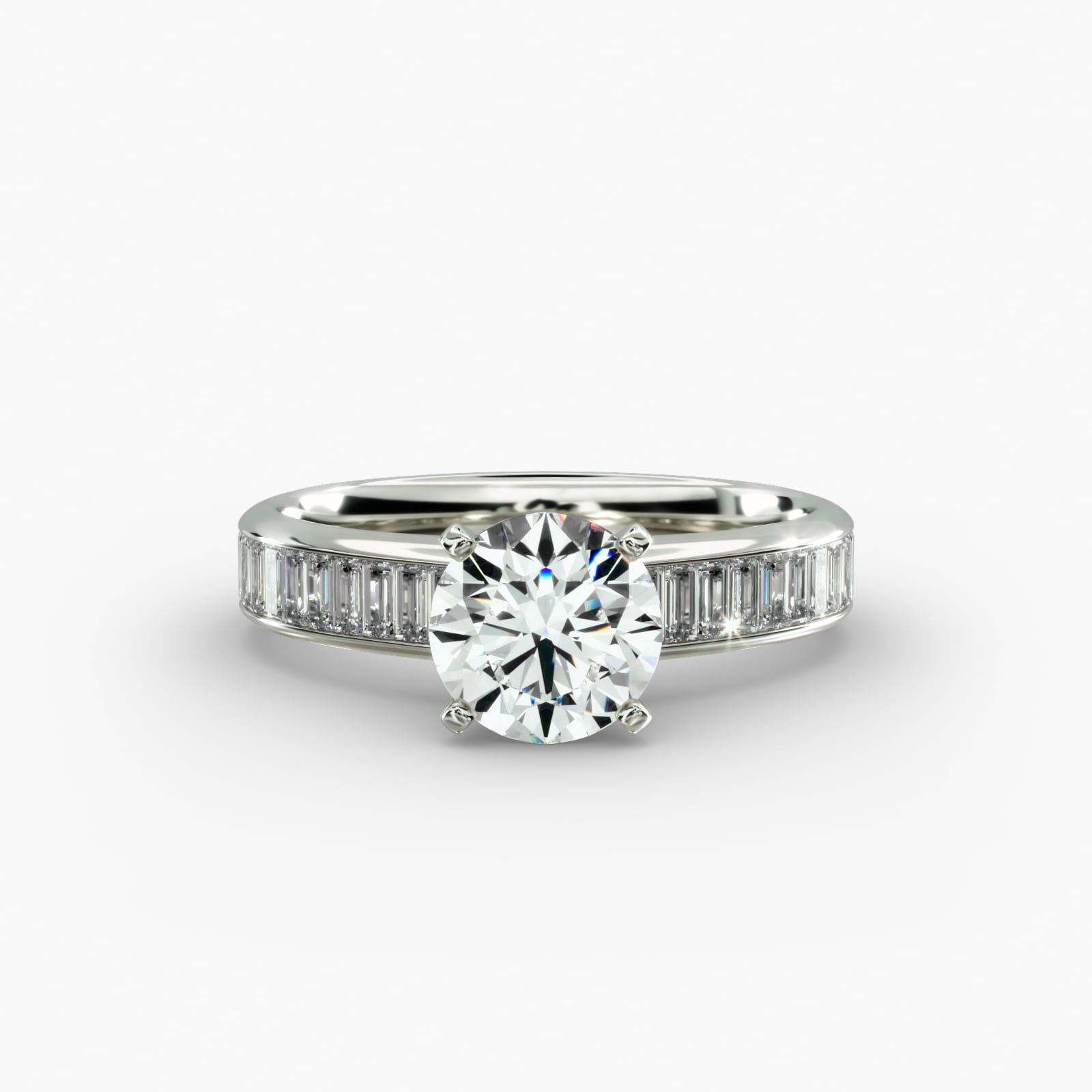 Channel Set Baguette Diamond Engagement Ring in 14k White Gold (1/2 ct ...