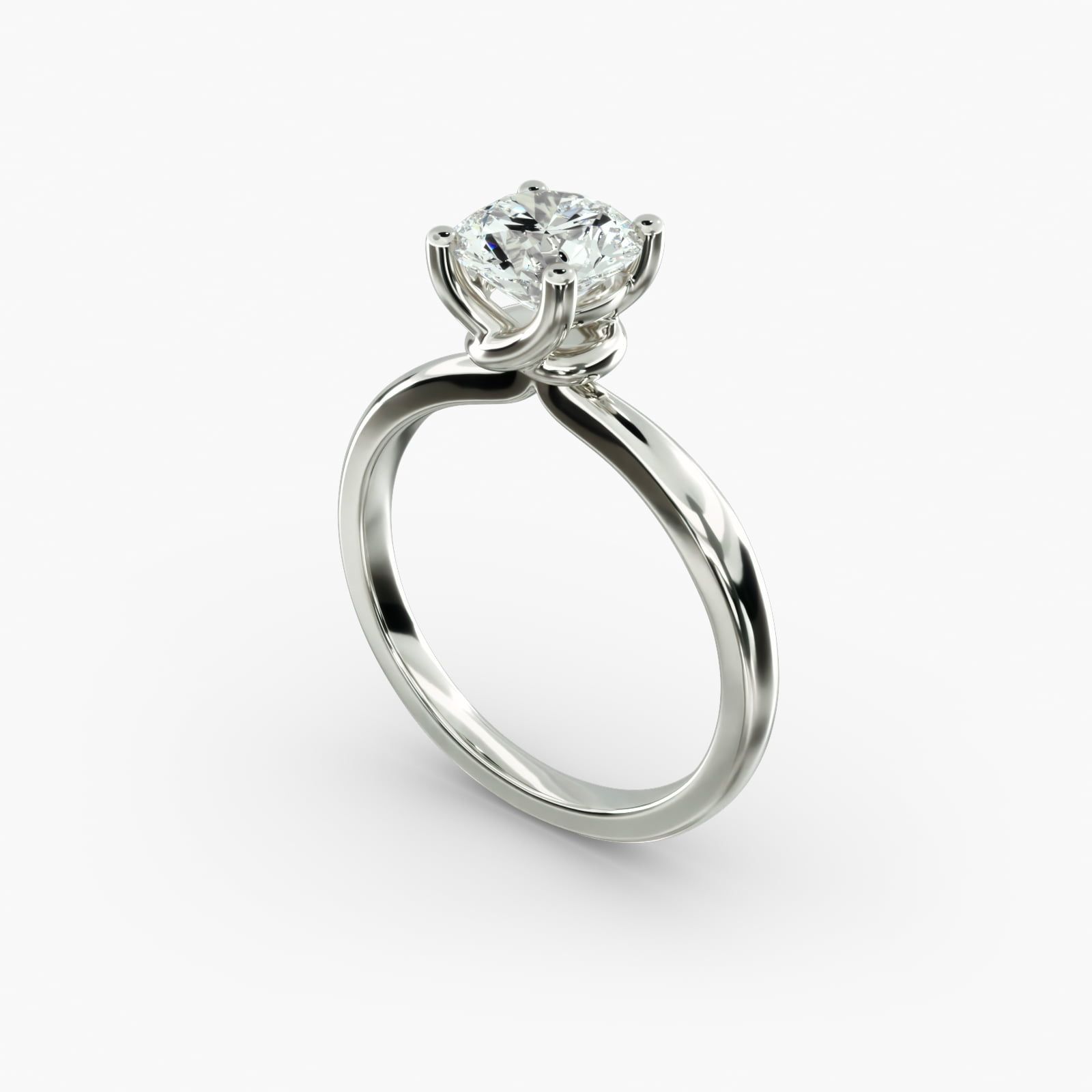 Tapered Ribbon Solitaire Engagement Ring in 14k White Gold