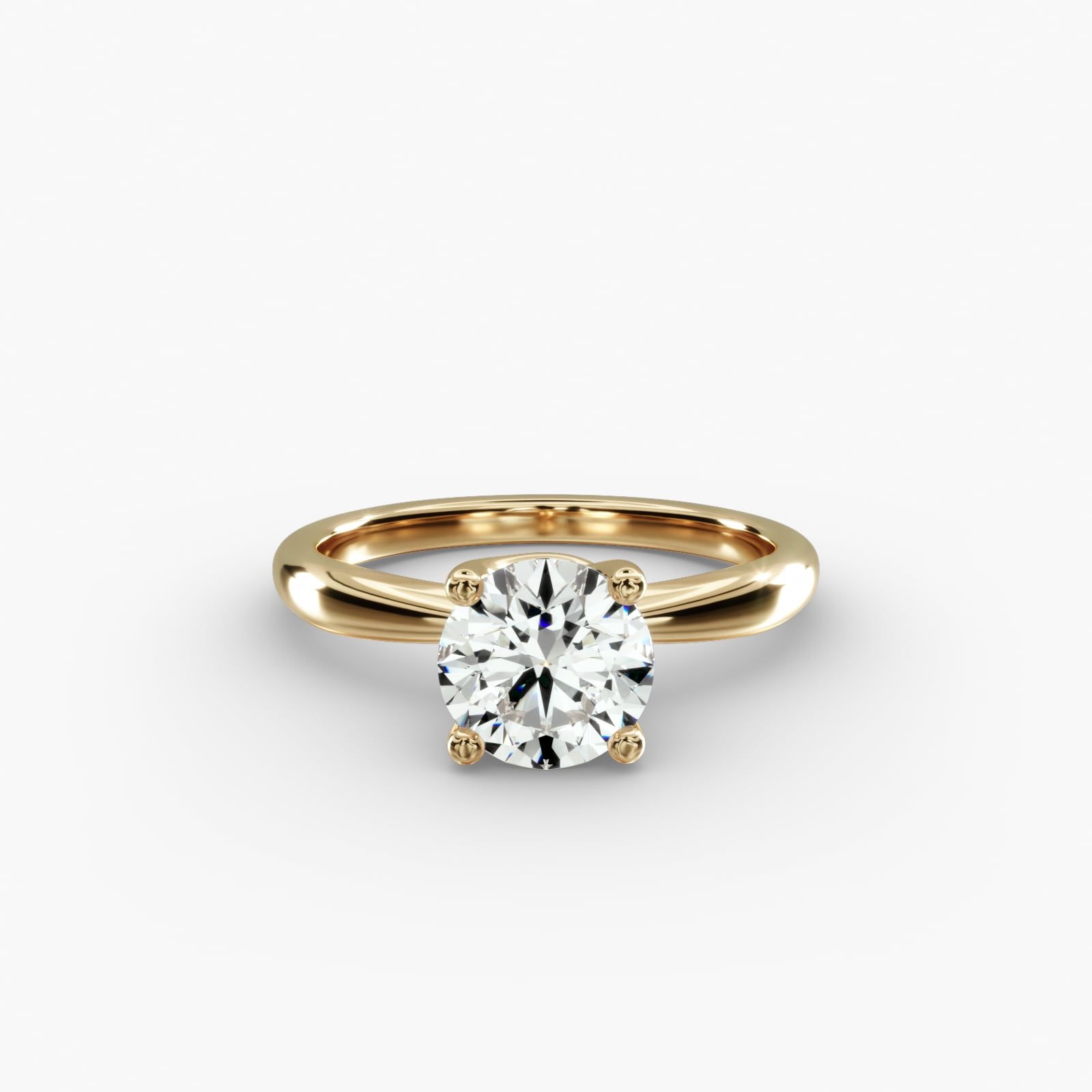 Tapered Ribbon Solitaire Engagement Ring in 14k Yellow Gold