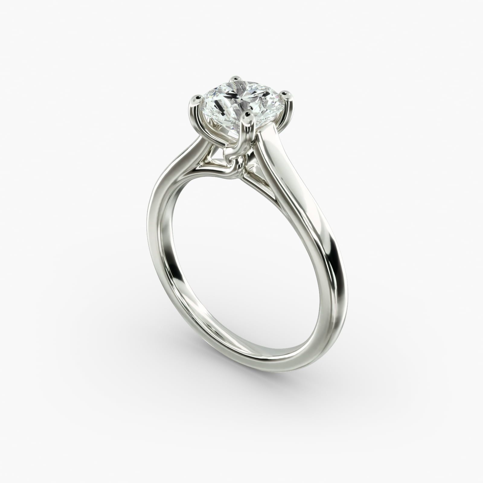 Twist Bridge Solitaire Engagement Ring in Platinum