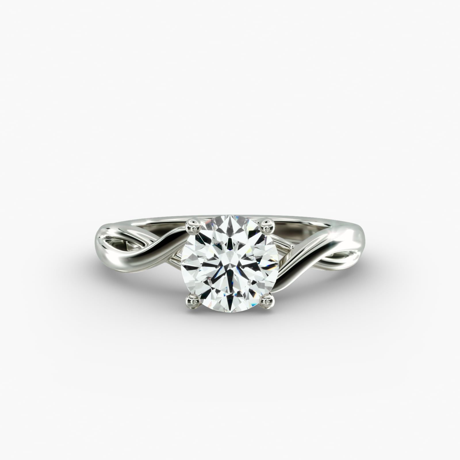 Twist Solitaire Plus Diamond Engagement Ring in 14k White Gold