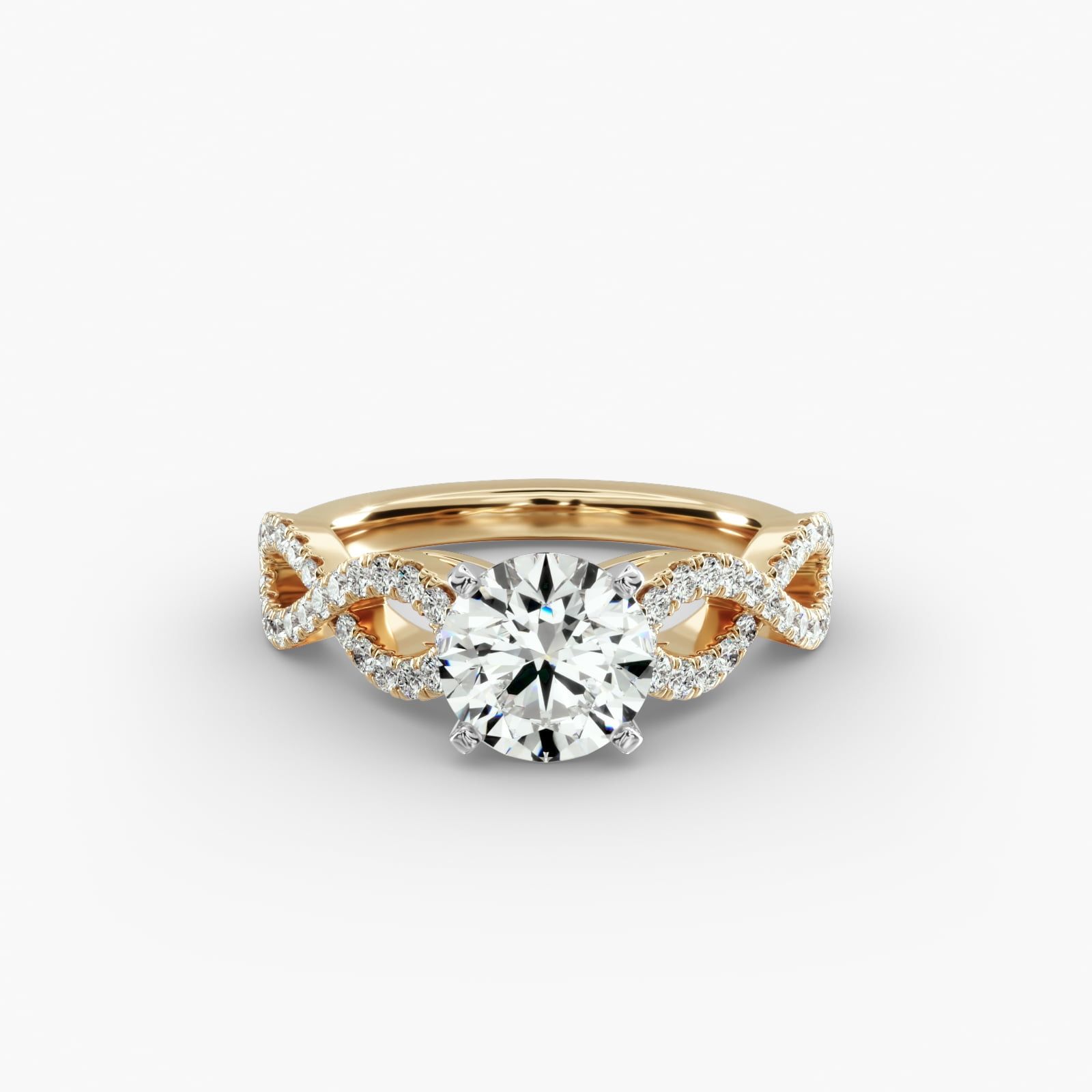 Infinity Twist Micropavé Diamond Engagement Ring in 18k Yellow Gold (0. ...