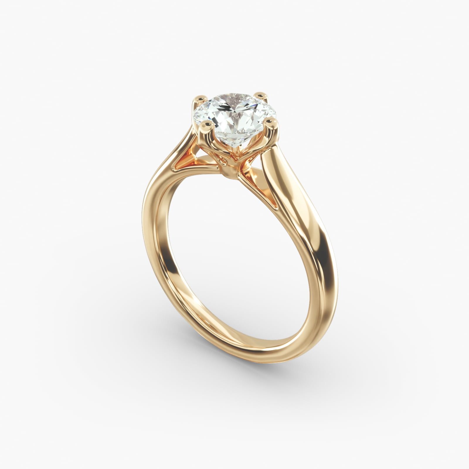 Solitaire Compass Set Engagement Ring in 18k Yellow Gold