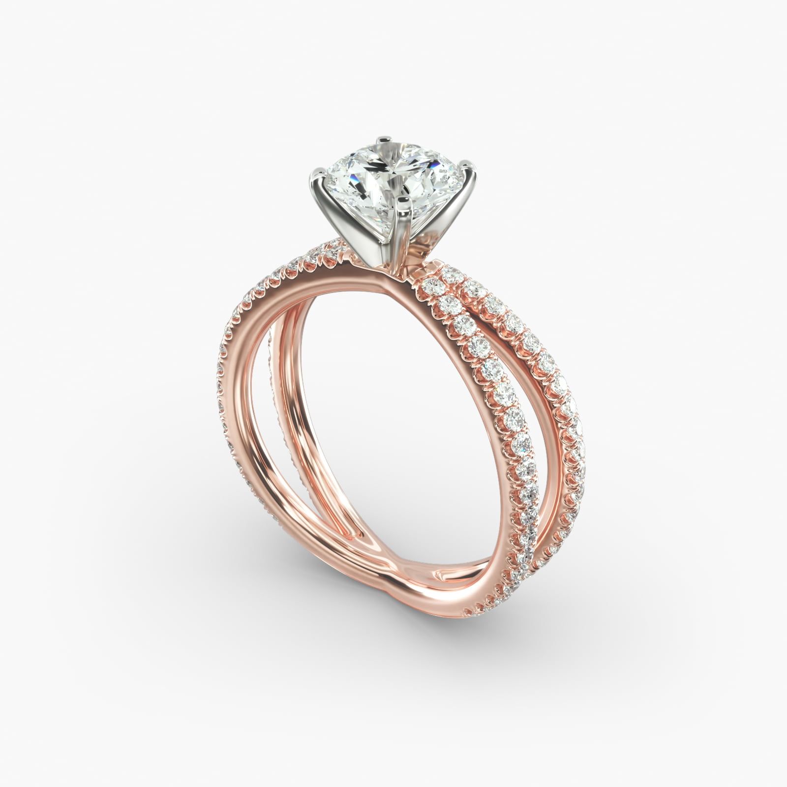 Blue Nile Studio Empress Diamond Engagement Ring in 14k Rose Gold (1/3 ...