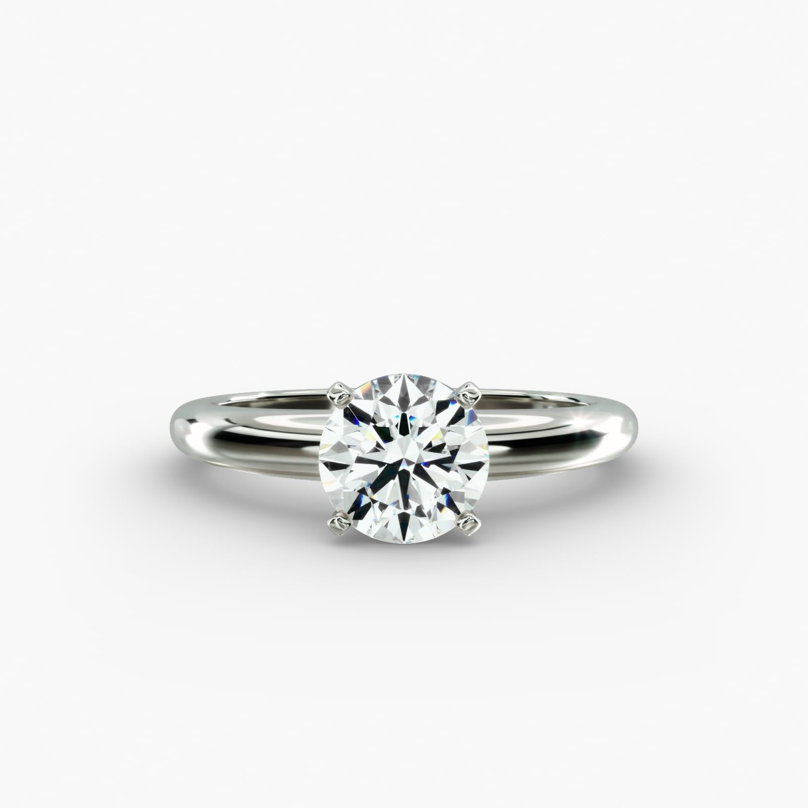Classic Simple Solitaire Engagement Ring in 14k White Gold