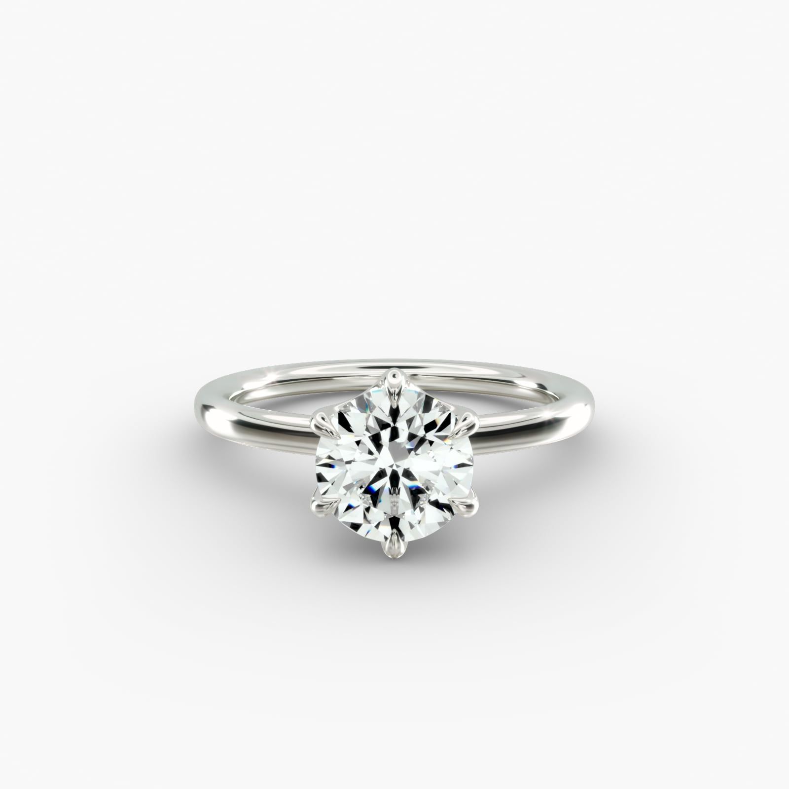 Six-Prong Solitaire Plus Hidden Halo Diamond Engagement Ring in 14k ...