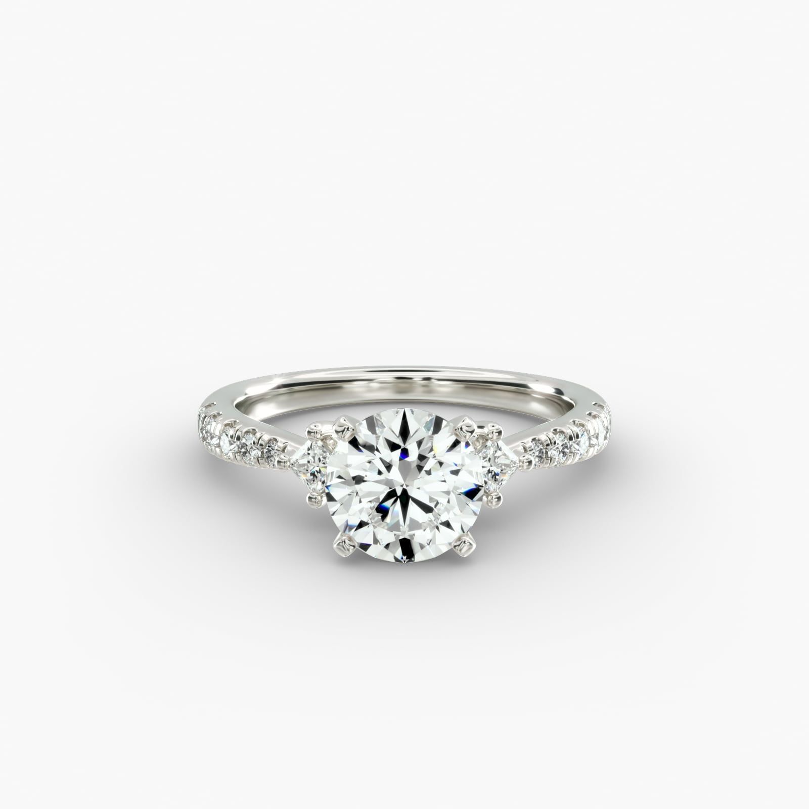 Blue Nile East West Sidestone and Pave Diamond Engagement Ring in 14K White Gold 1 4 ct. tw. 0.40 D VVS1 Emerald Diamond Holiday Christmas