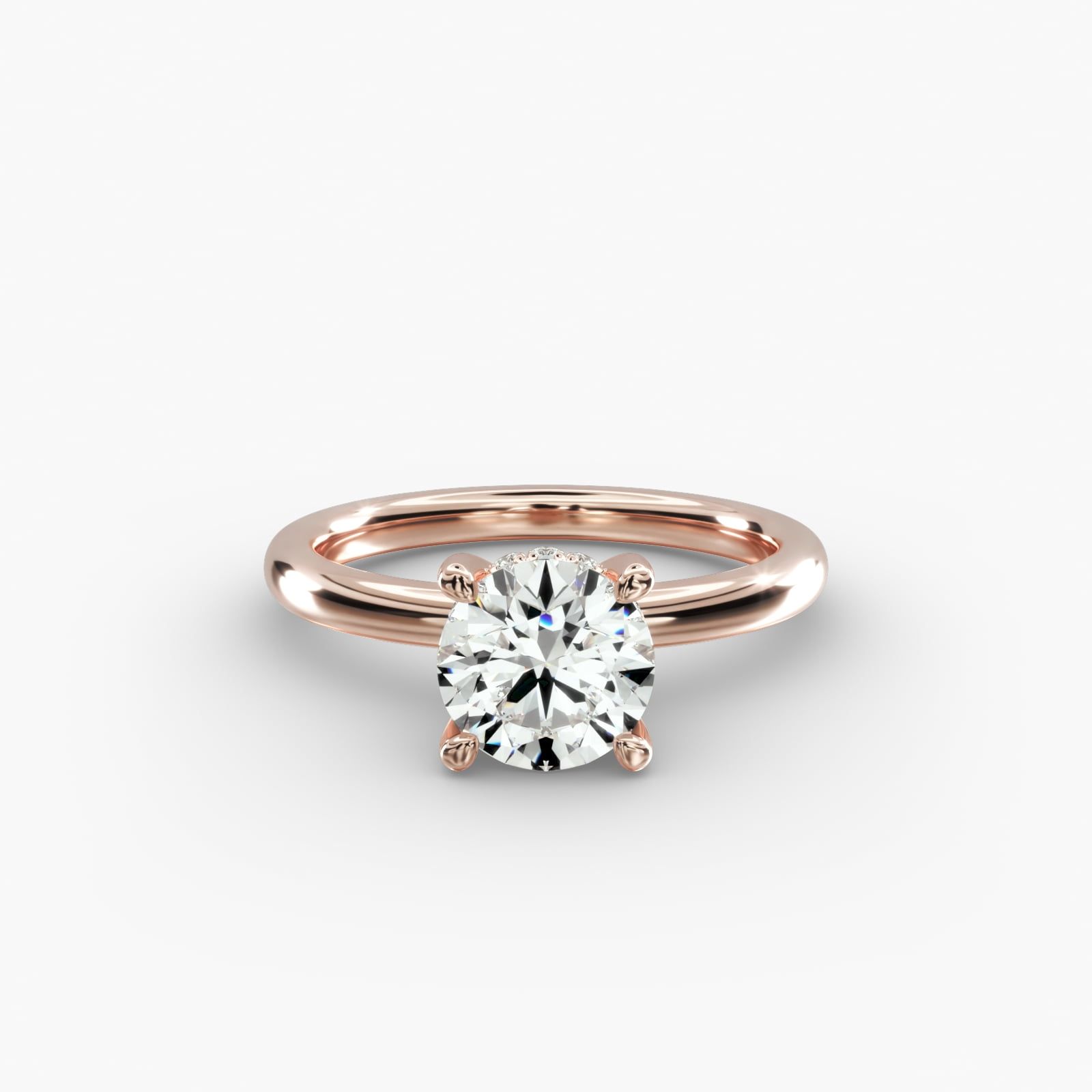 Solitaire Plus Hidden Halo Diamond Engagement Ring in 14k Rose Gold