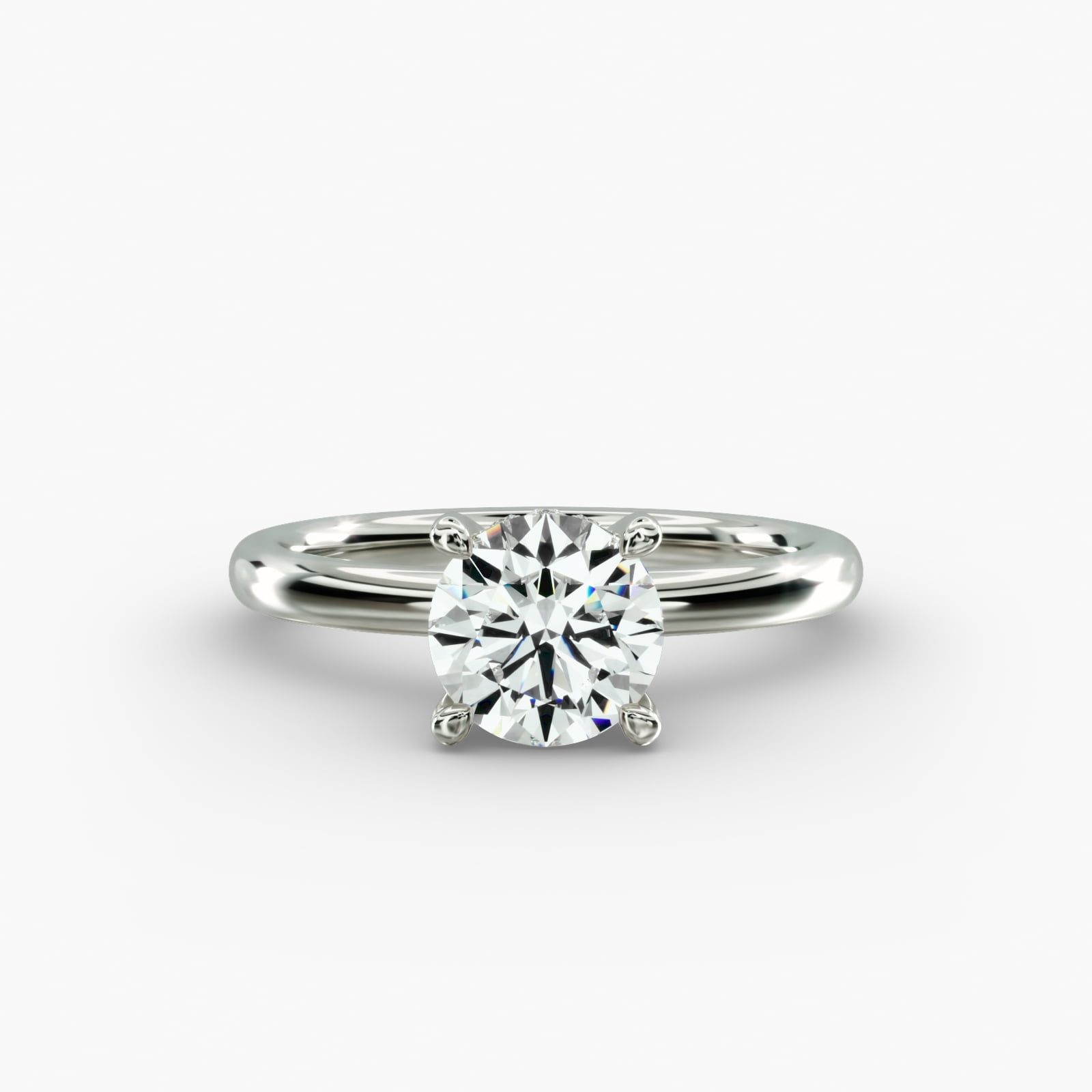 Solitaire Plus Hidden Halo Diamond Engagement Ring in 14k White Gold