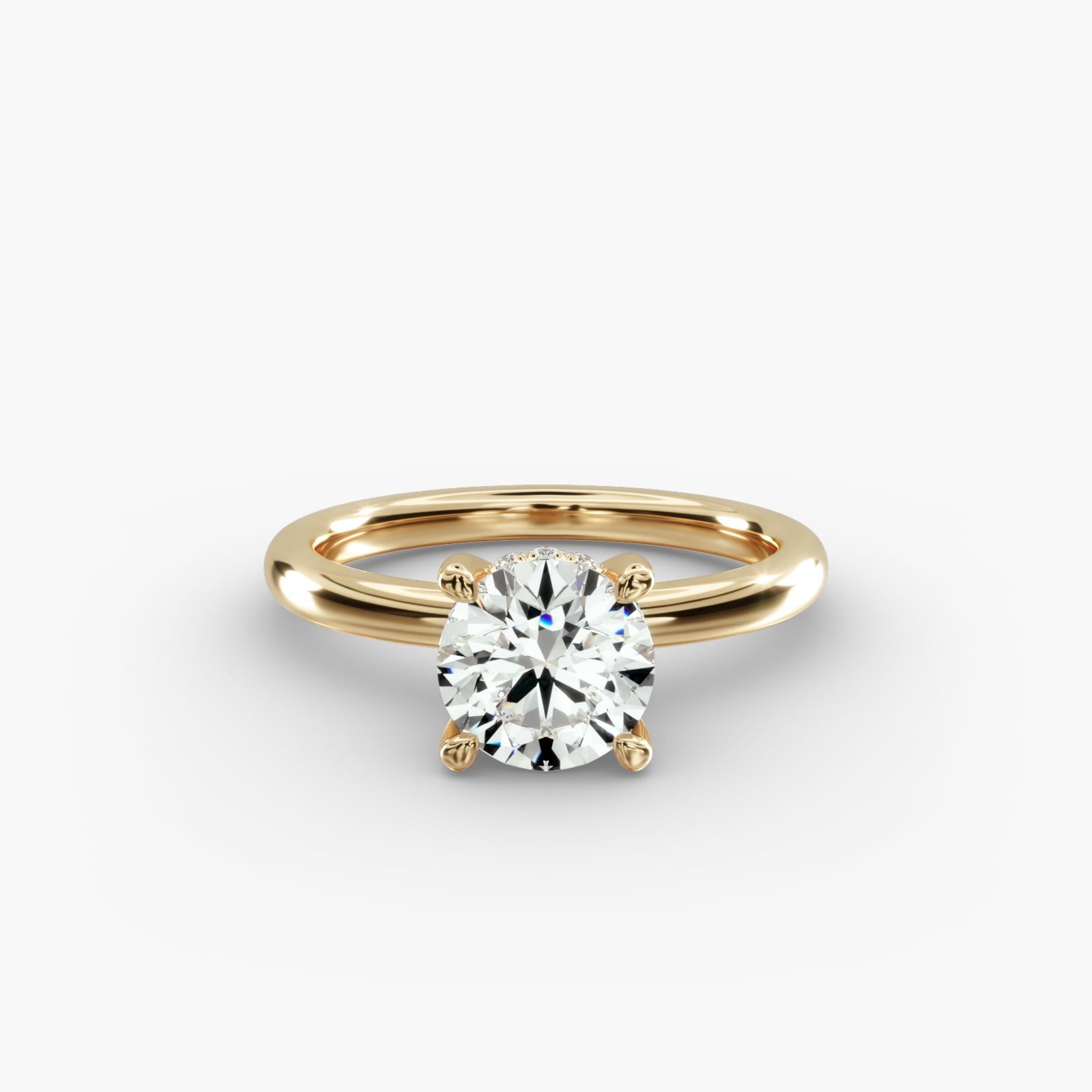 Solitaire Plus Hidden Halo Diamond Engagement Ring in 18k Yellow Gold