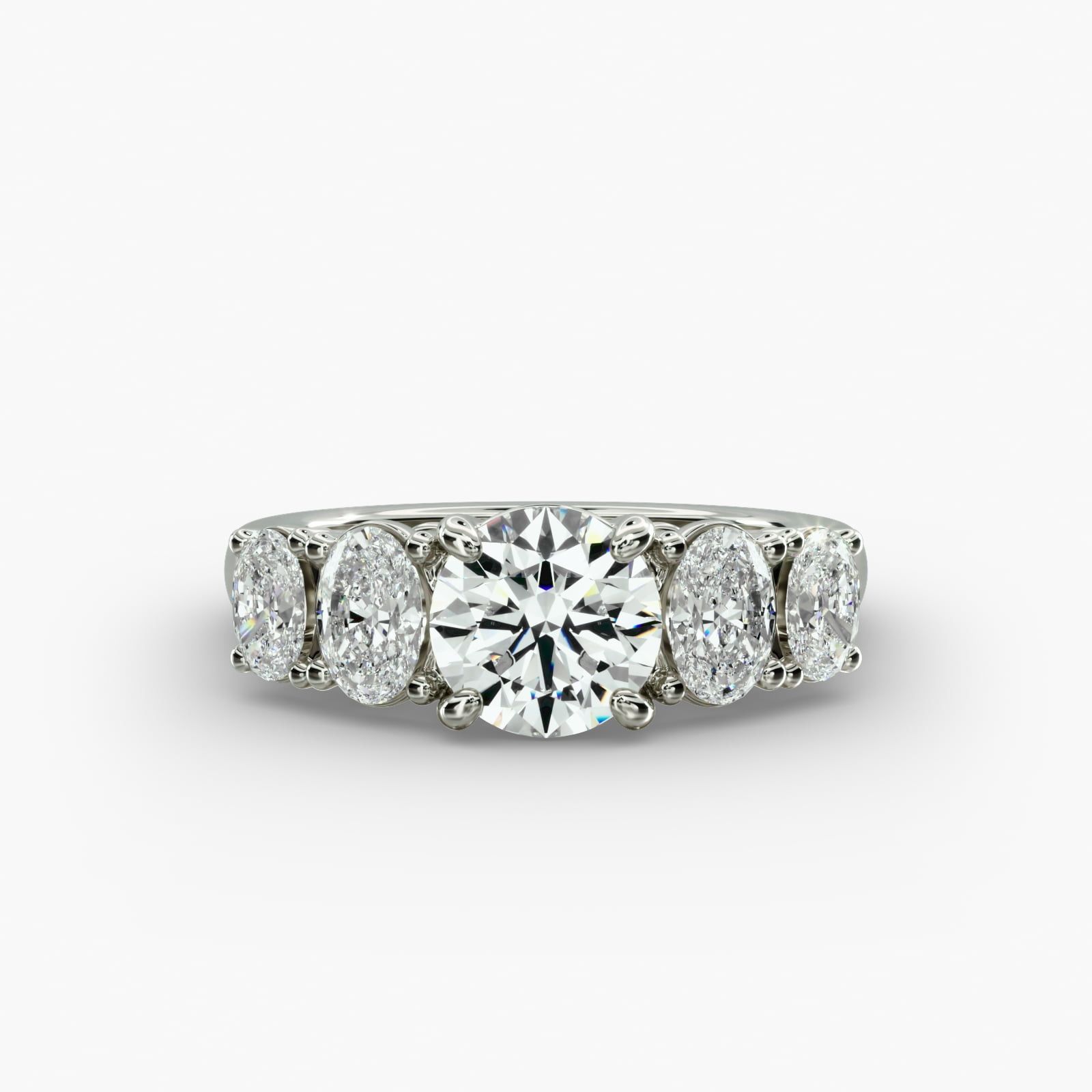 Graduated Oval Diamond Engagement Ring in 14k White Gold (1/2 ct. tw.)