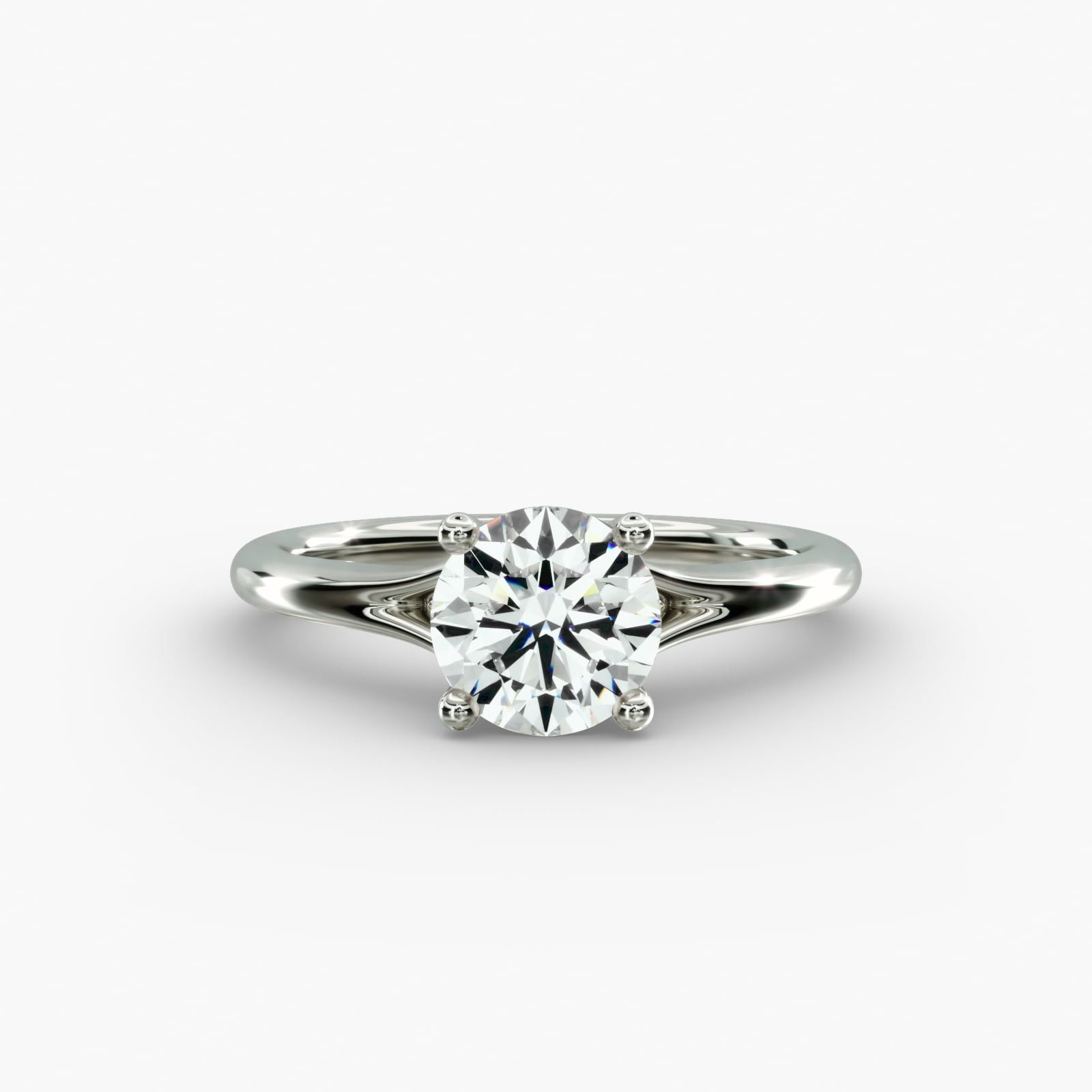 Petite Split Shank Solitaire in 14k White Gold
