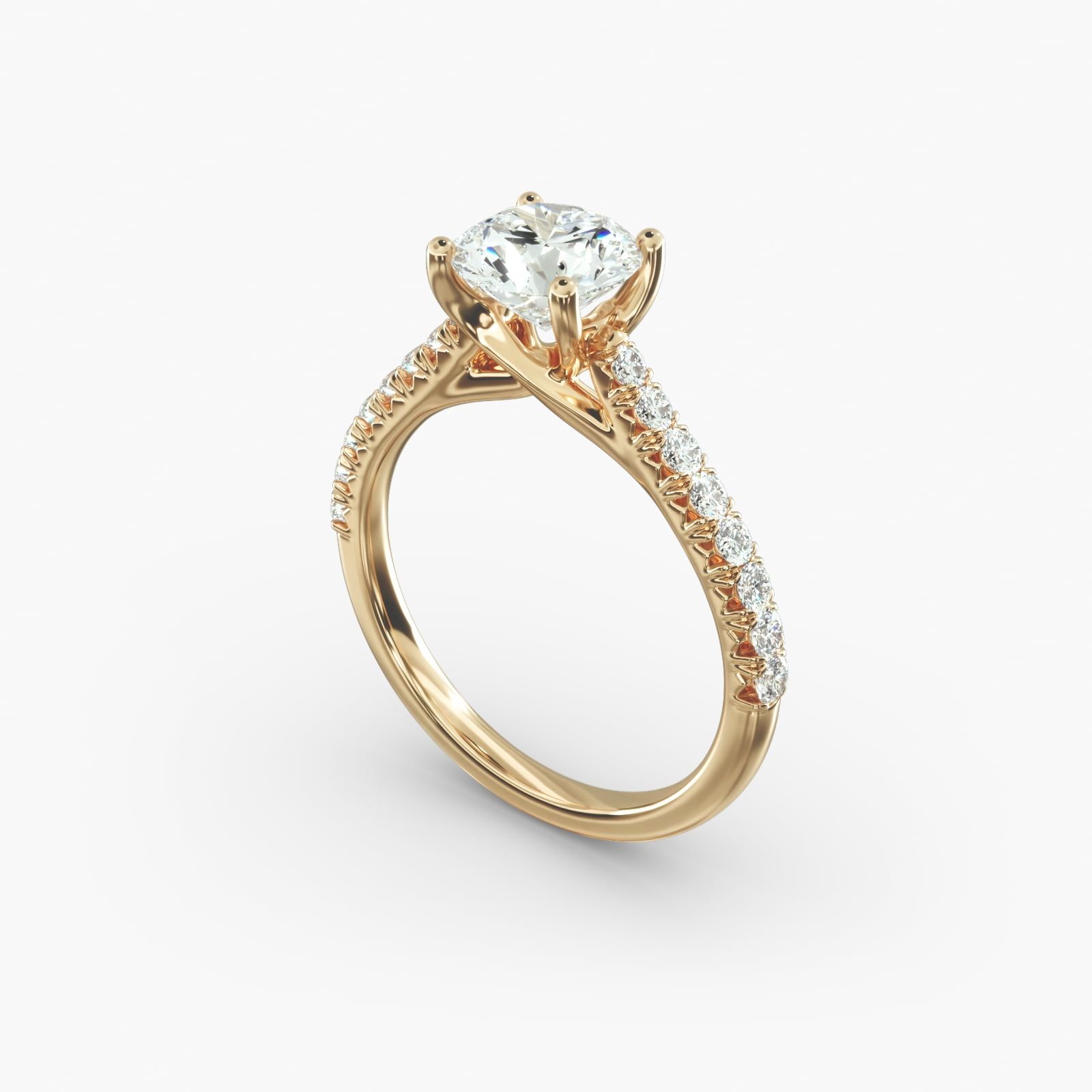 Modern Trellis Diamond Engagement Ring in 18k Yellow Gold