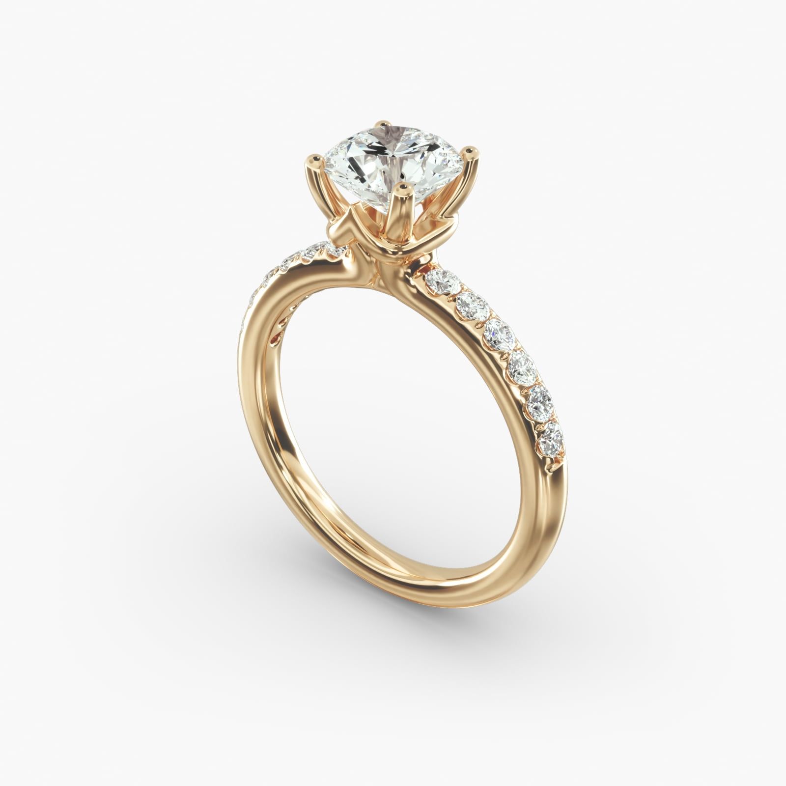 Mini Micropavé Diamond Engagement Ring in 18k Yellow Gold
