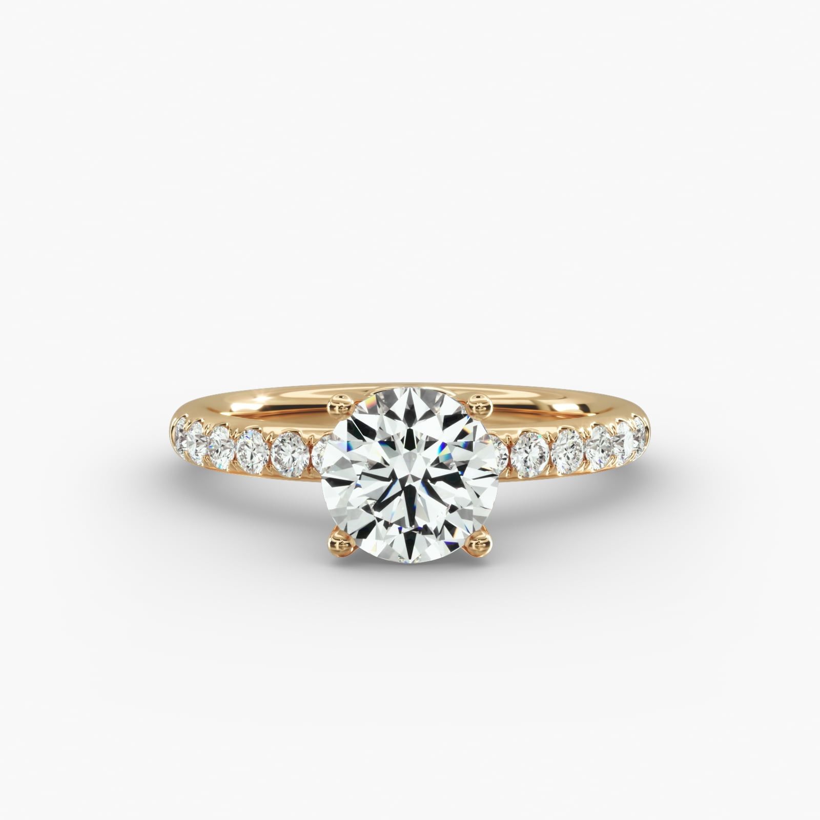 Mini Micropavé Diamond Engagement Ring in 18k Yellow Gold