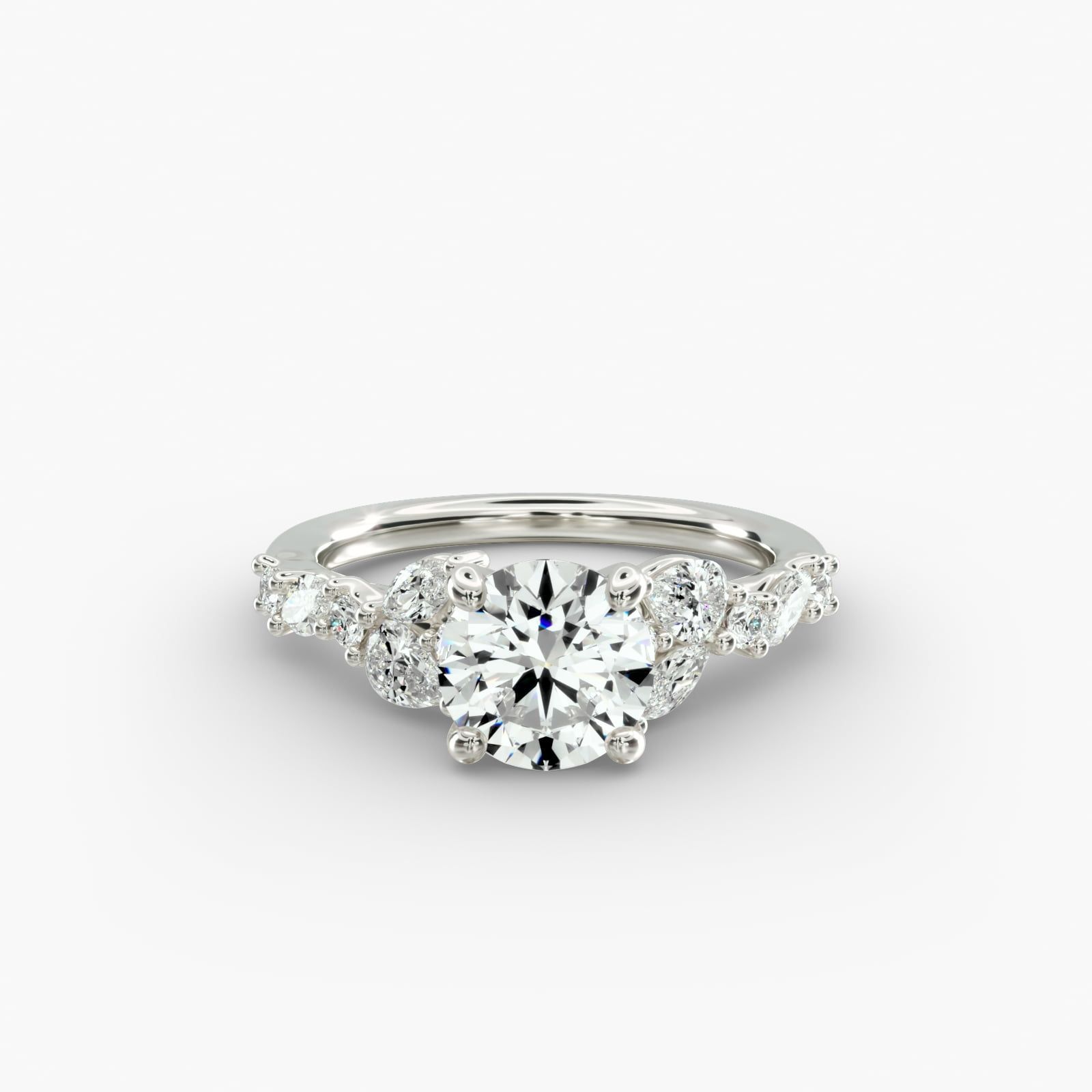 Romantic Pear and Round Diamond Twist Engagement Ring in 14k White Gold 1 2 ct. tw