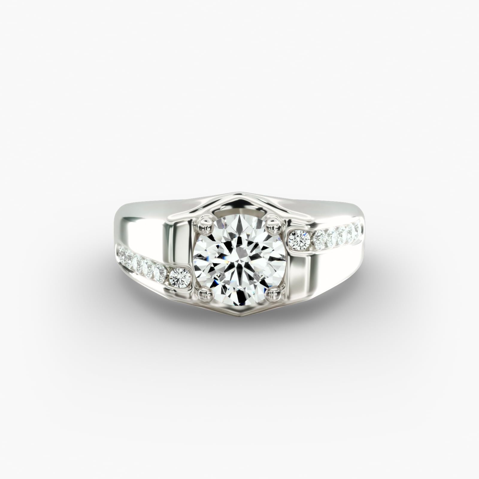 Men's Bypass Channel Diamond Engagement Ring in Platinum (1/4 ct. tw.)