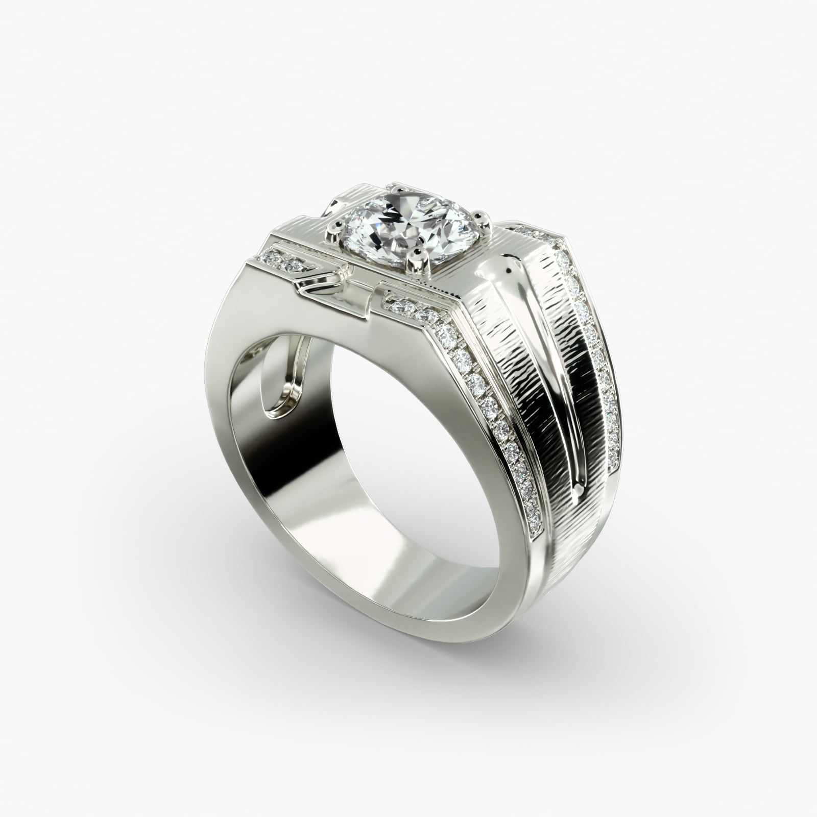 Men's Grooved Diamond Channel Engagement Ring in Platinum (1/4 ct. tw.)