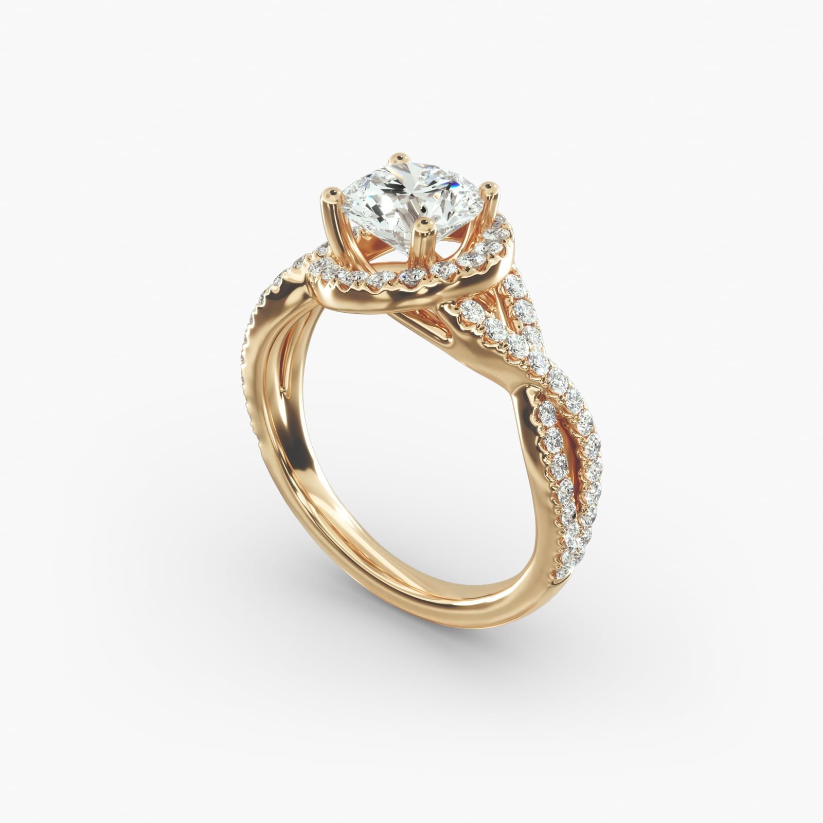 Twisted Halo Diamond Engagement Ring in 18k Yellow Gold (1/3 ct. tw.)