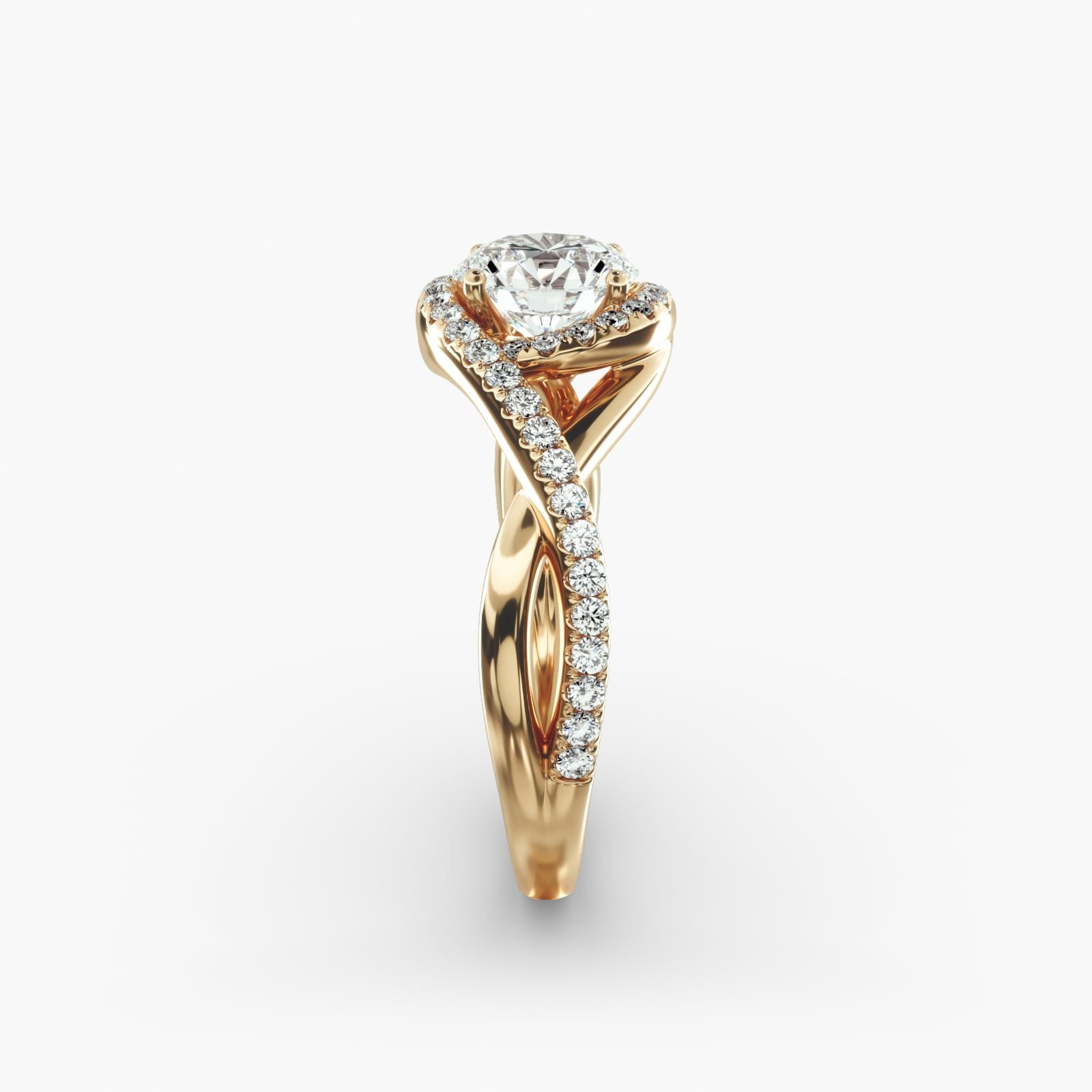 Petite Twisted Halo Diamond Engagement Ring in 14K Yellow Gold (1/4 ct ...