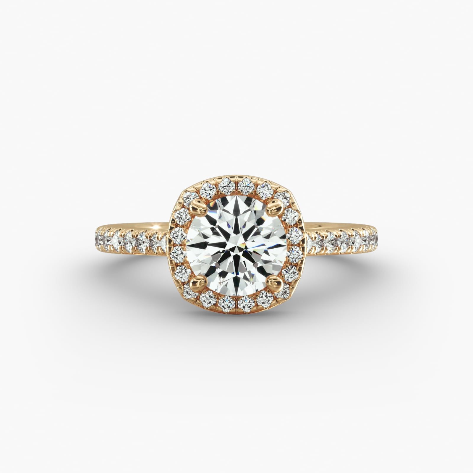 Halo Diamond Bridge Engagement Ring in 14k Yellow Gold (1/3 ct. tw.)
