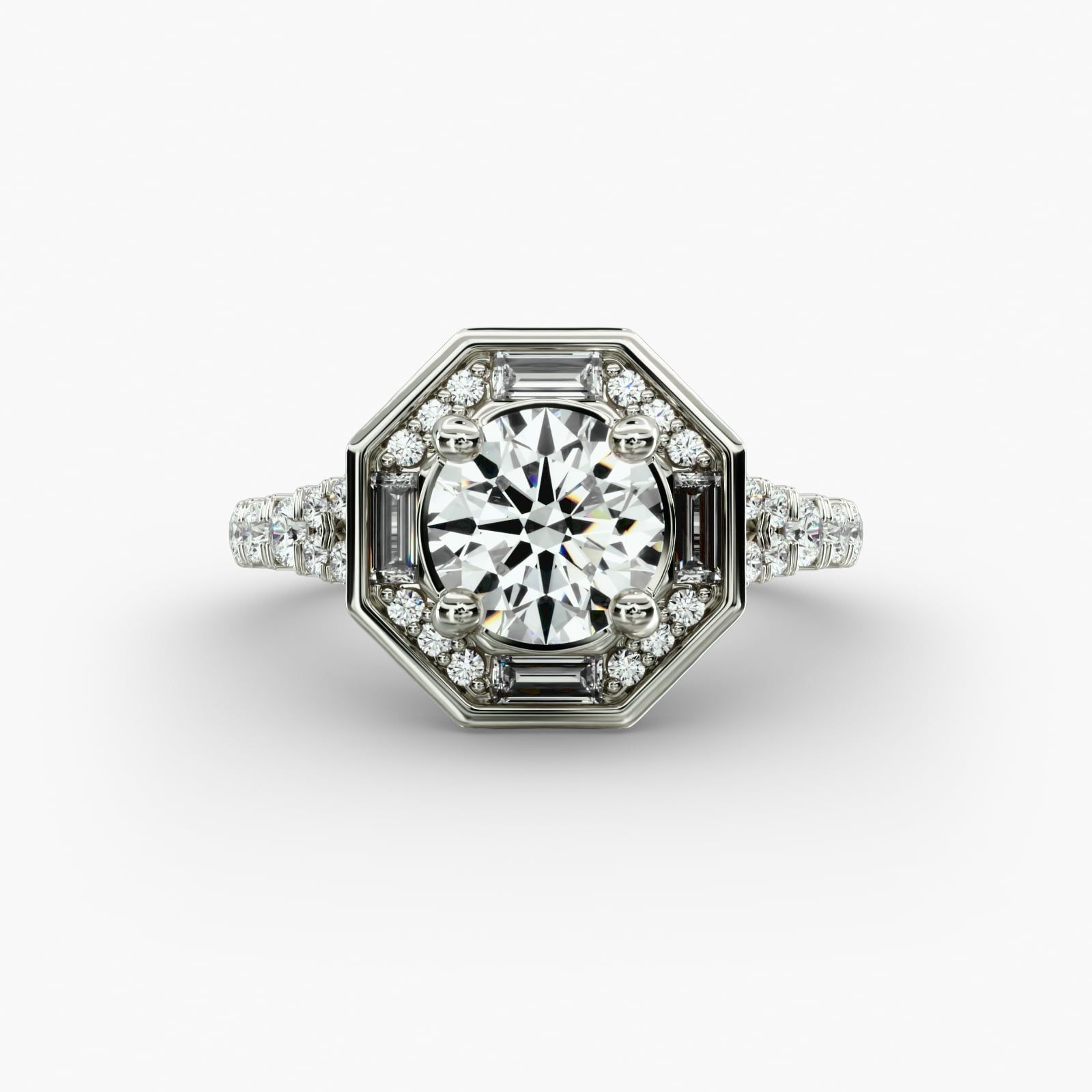 ZAC ZAC POSEN Art Deco Hexagon Halo Diamond Engagement Ring in 18k ...