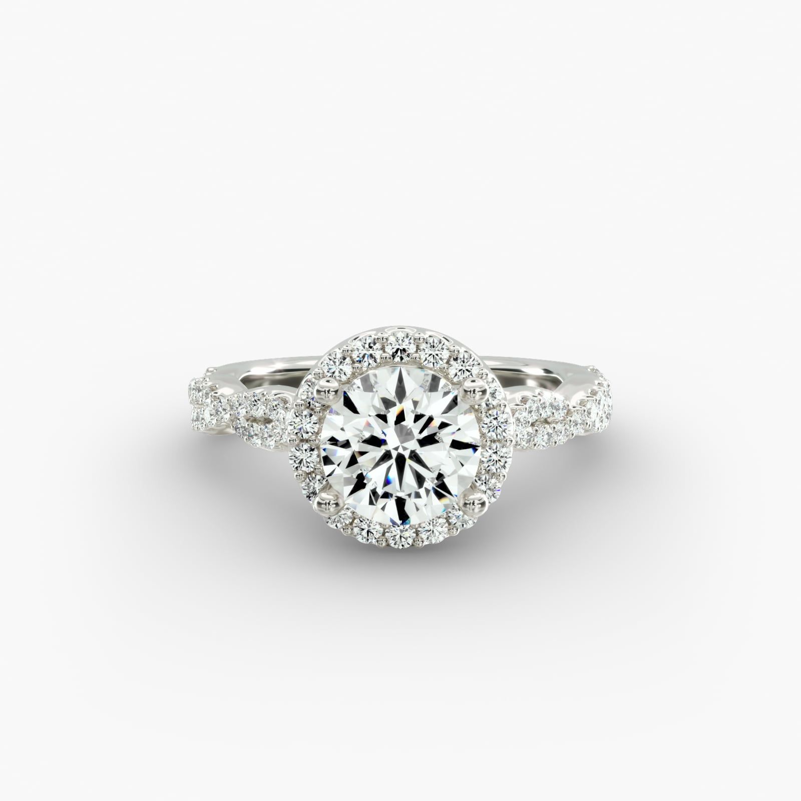 Twisted Band Halo Diamond Engagement Ring in 18k White Gold (1/3 ct. tw.)